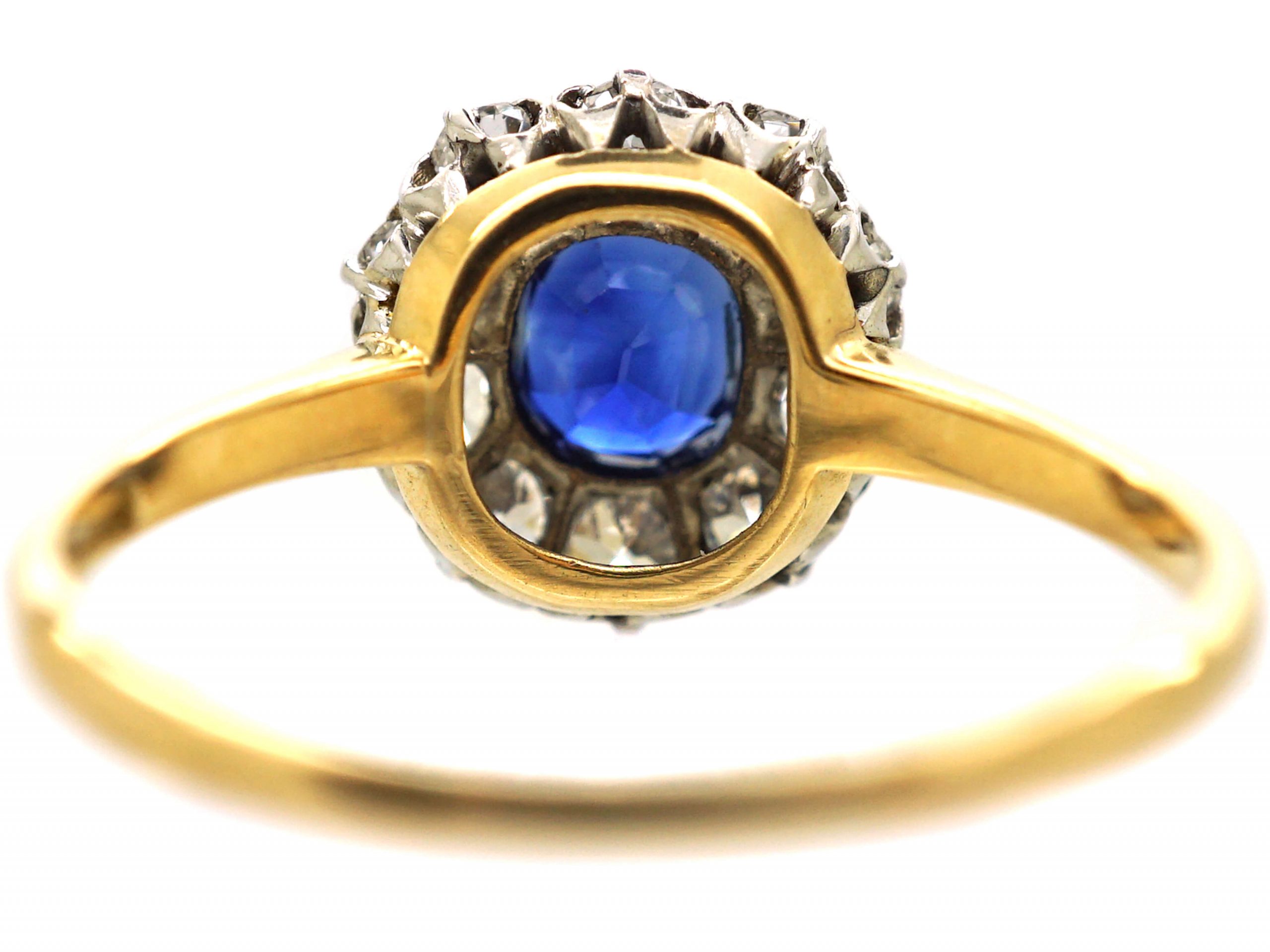 Swedish Early 20th Century 18ct Gold, Sapphire & Diamond Cluster Ring ...