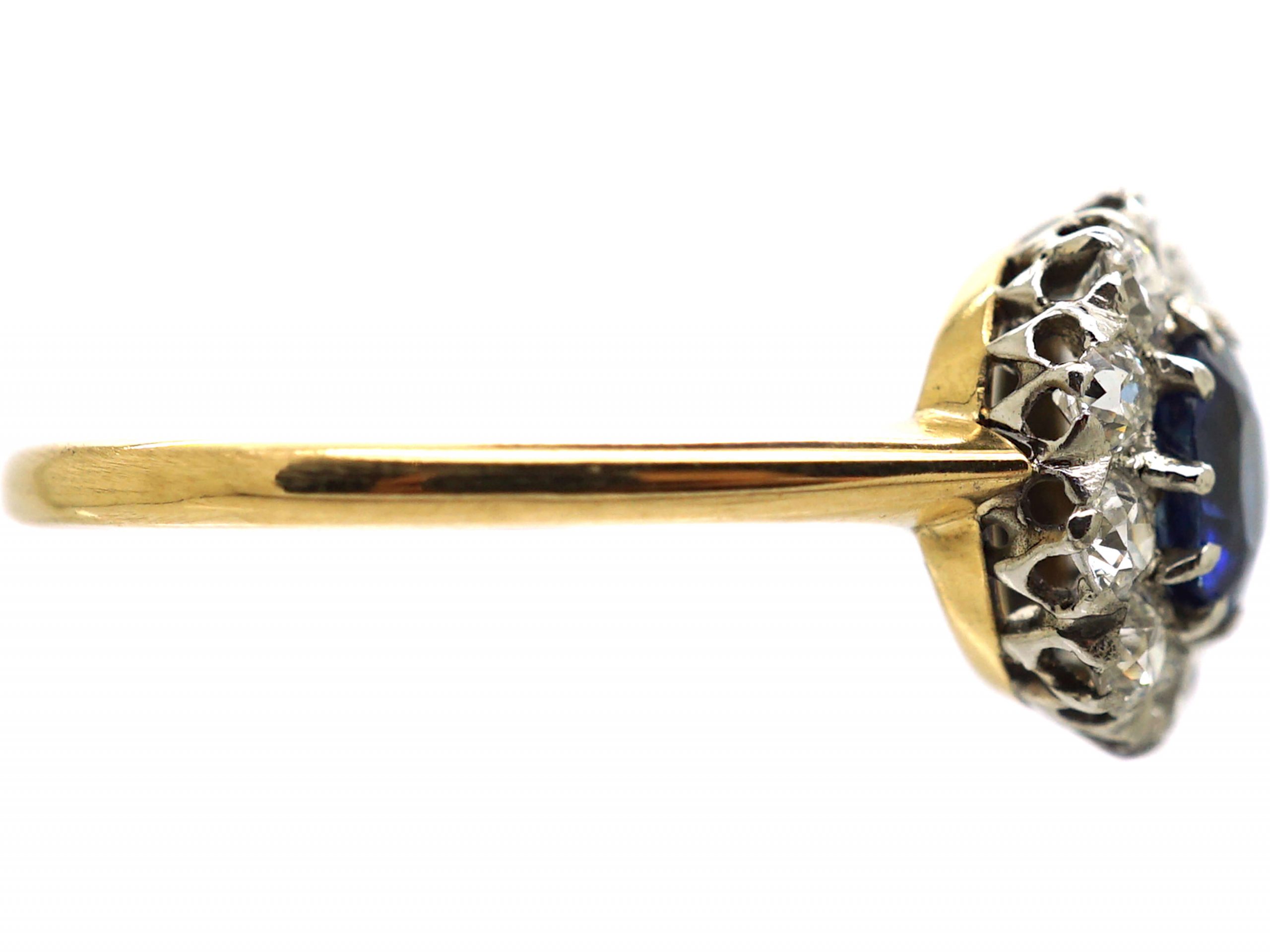 Swedish Early 20th Century 18ct Gold, Sapphire & Diamond Cluster Ring ...