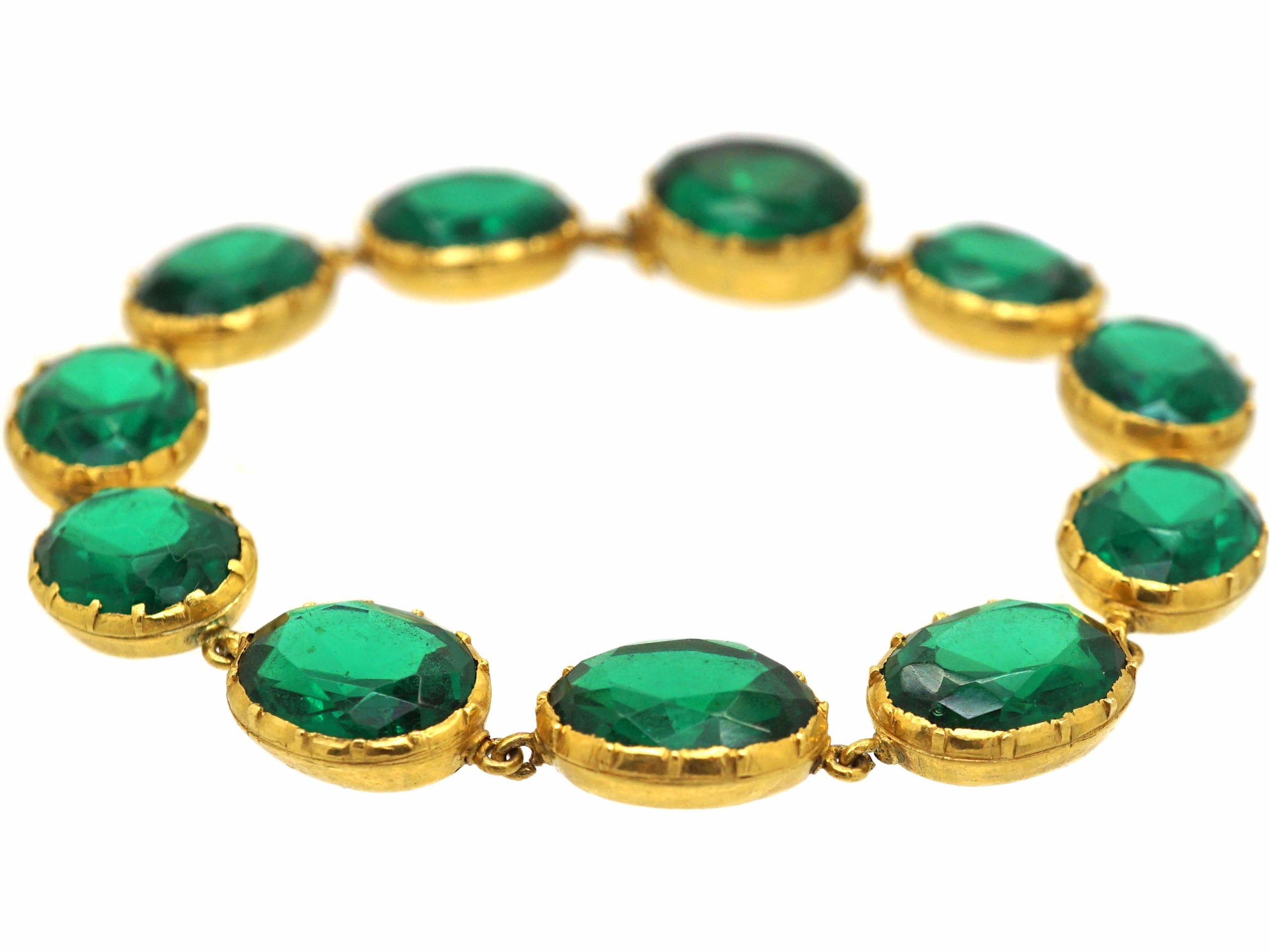 Georgian 18ct Gold & Green Paste Riviere that Converts to Two Bracelets ...