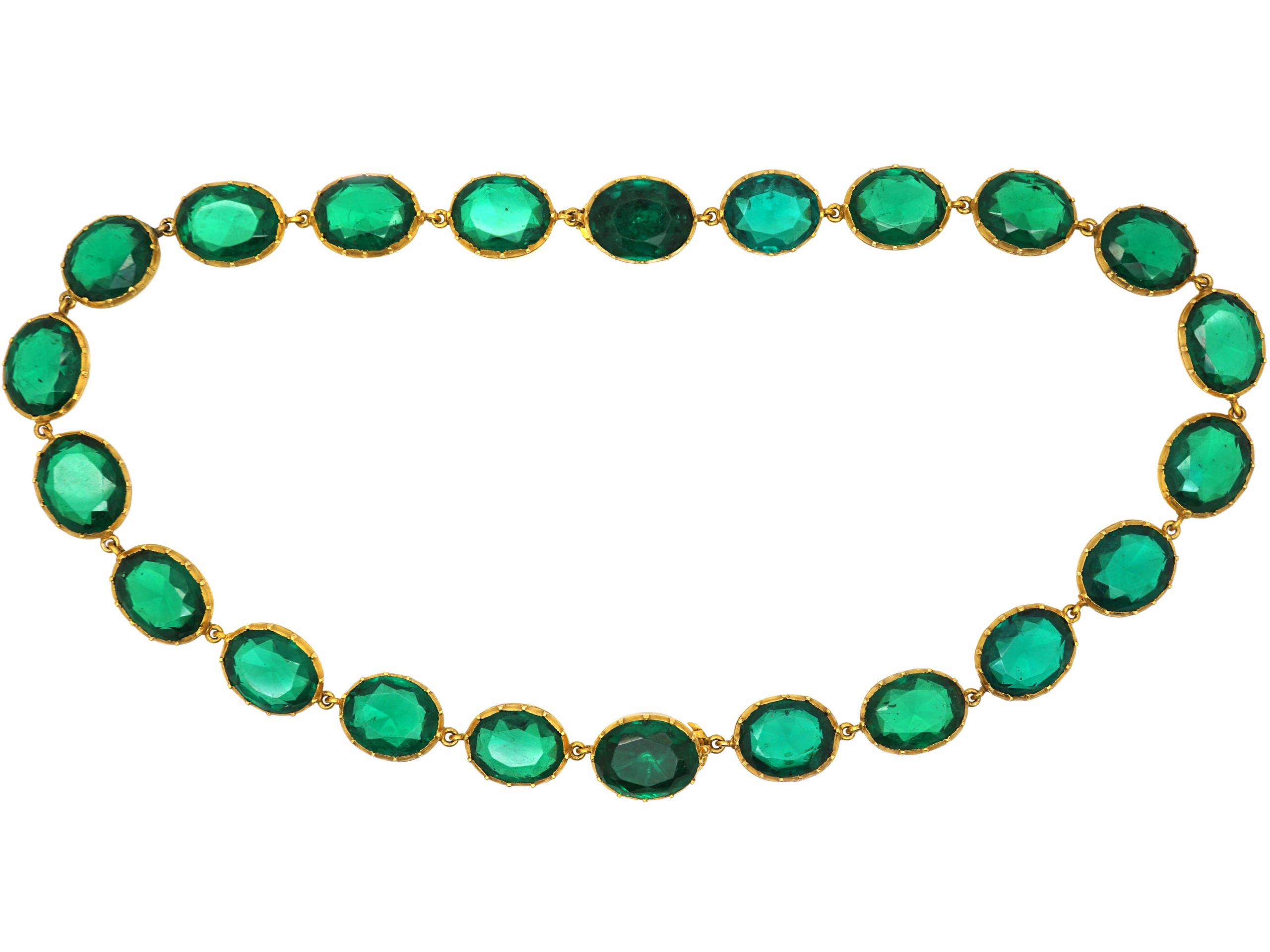 Georgian 18ct Gold Green Paste Riviere that Converts to Two Bracelets 113W The Antique Jewellery Company