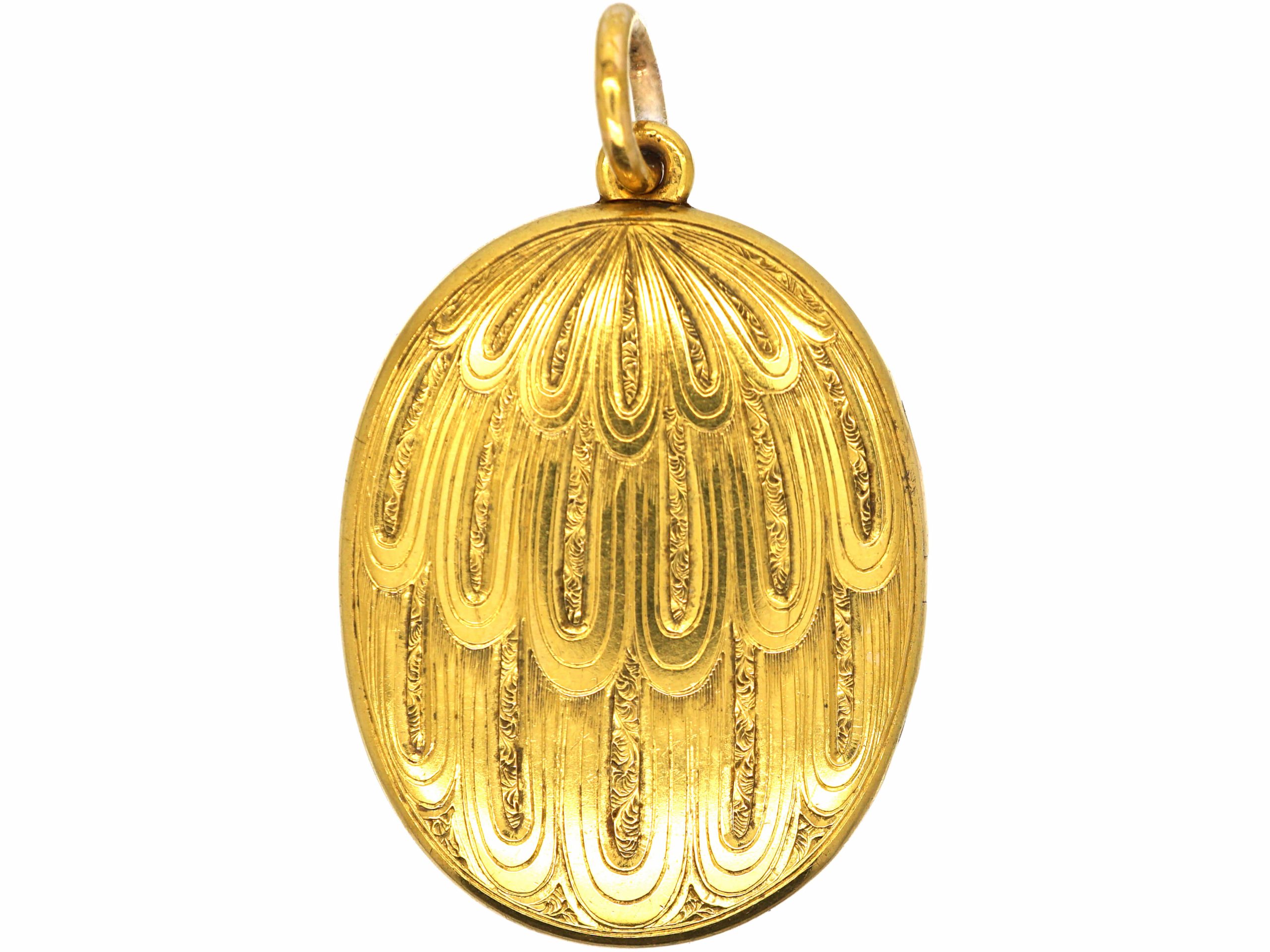 Victorian 15ct Gold Oval Locket with Engraving on Both Sides (975U ...