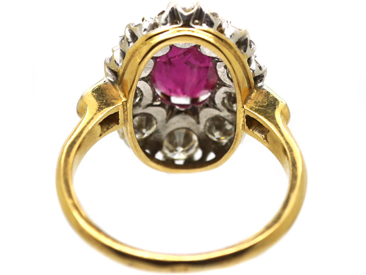 French Belle Epoque 18ct Gold, Ruby & Diamond Oval Cluster Ring (131W) | The Antique Jewellery ...