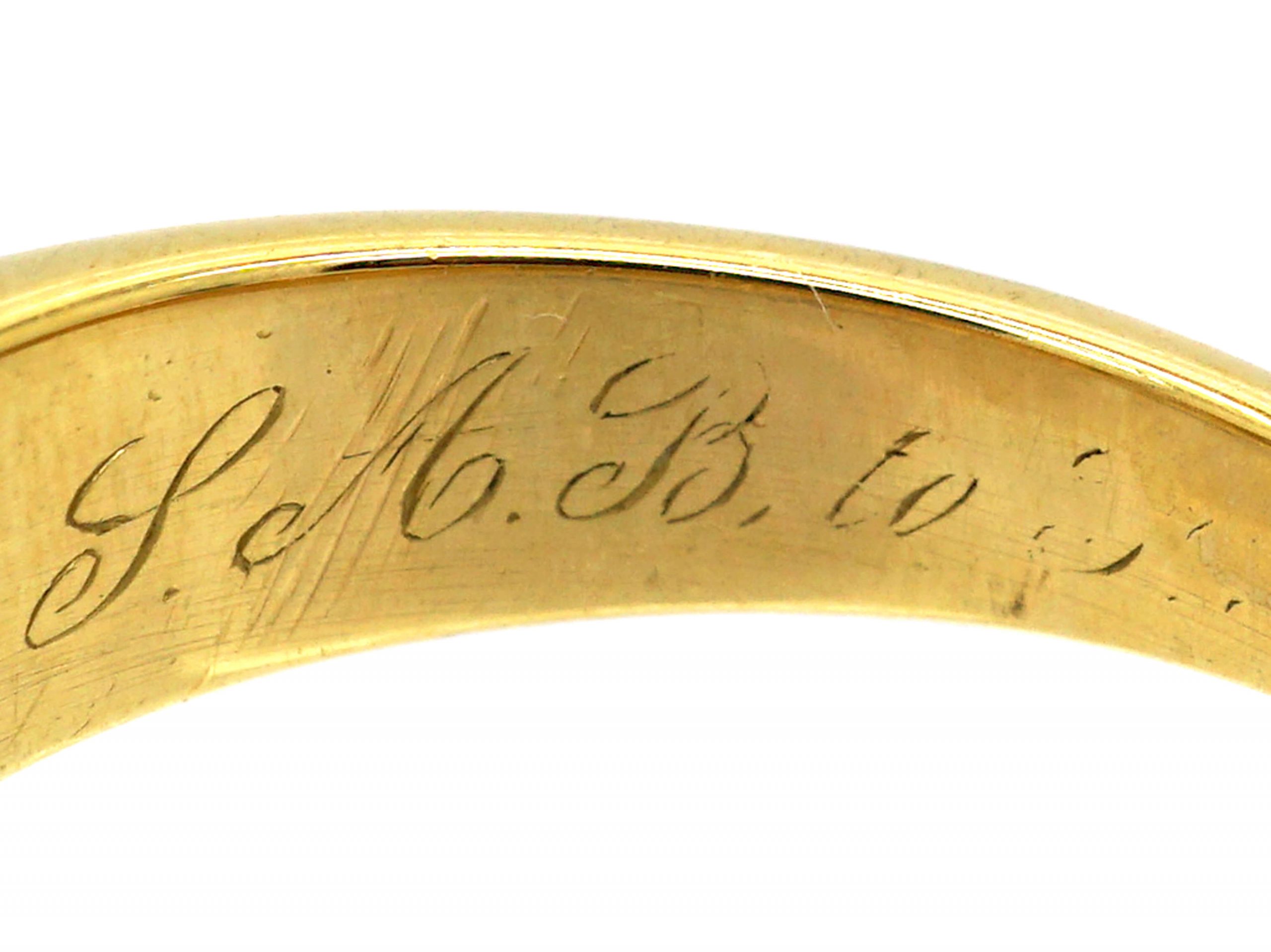 Victorian 18ct Gold Ring Rub Over Set with Three Old Cushion Cut ...