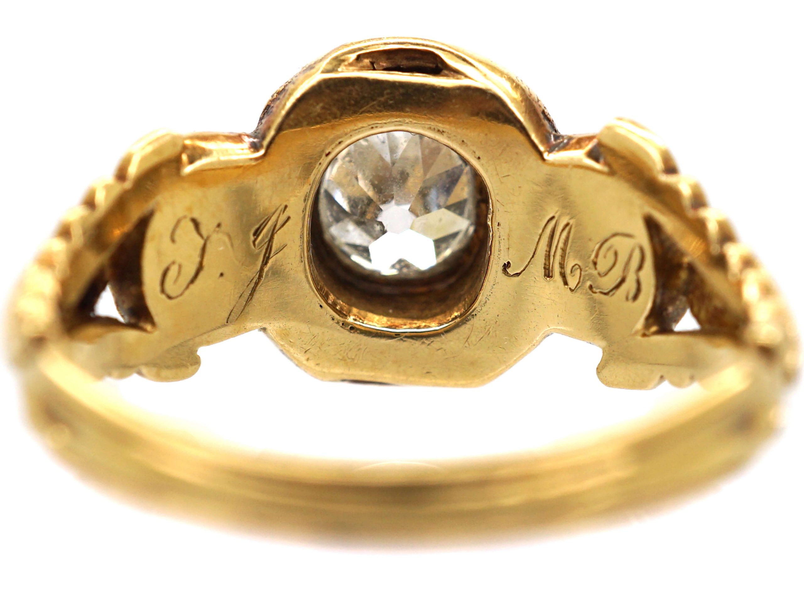 Georgian 18ct Gold Ring with a Snake Coiled Around an Old Mine Cut ...