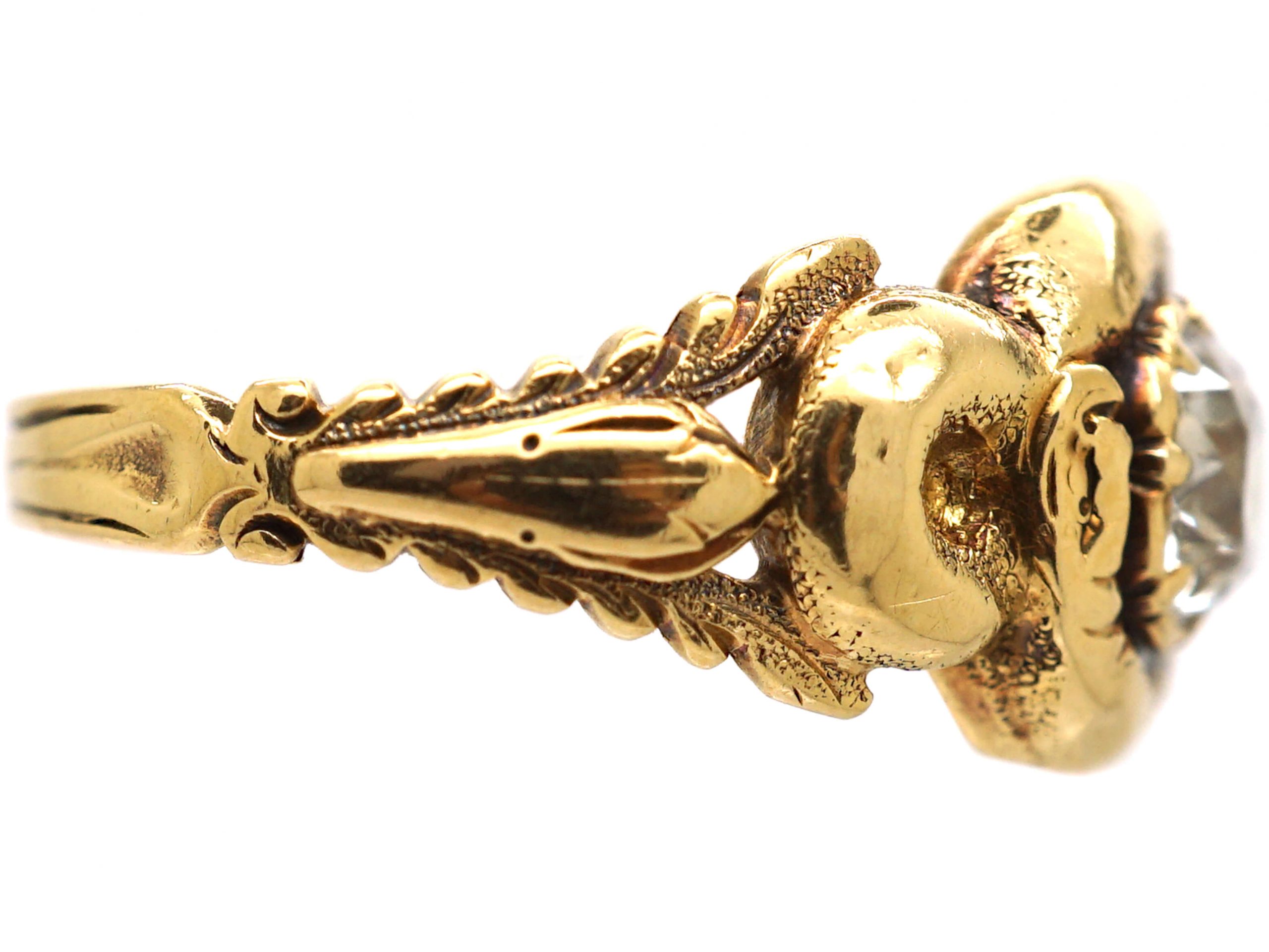 Georgian 18ct Gold Ring with a Snake Coiled Around an Old Mine Cut ...