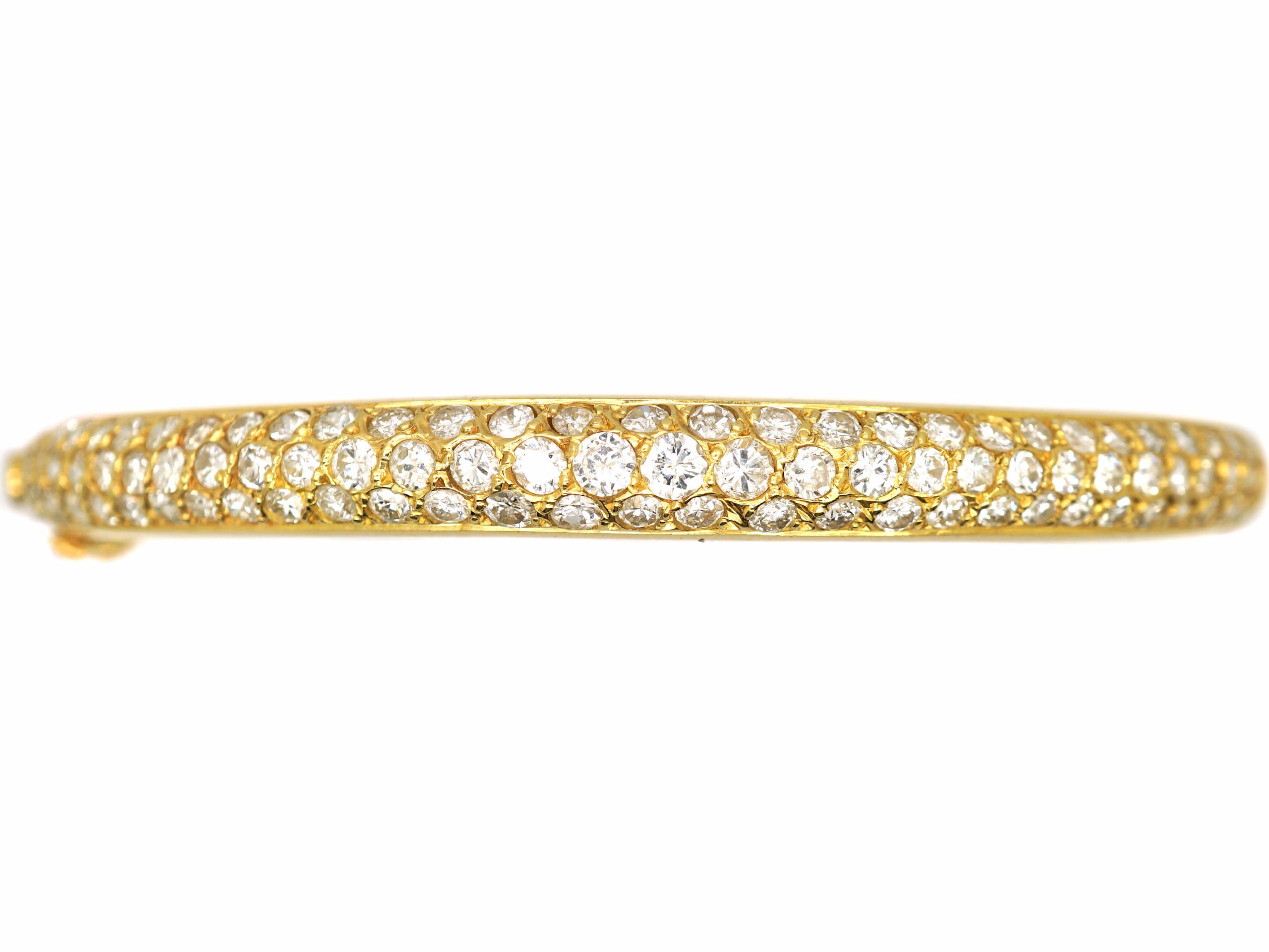 French 18ct Gold & Diamond Bangle (120W) | The Antique Jewellery Company