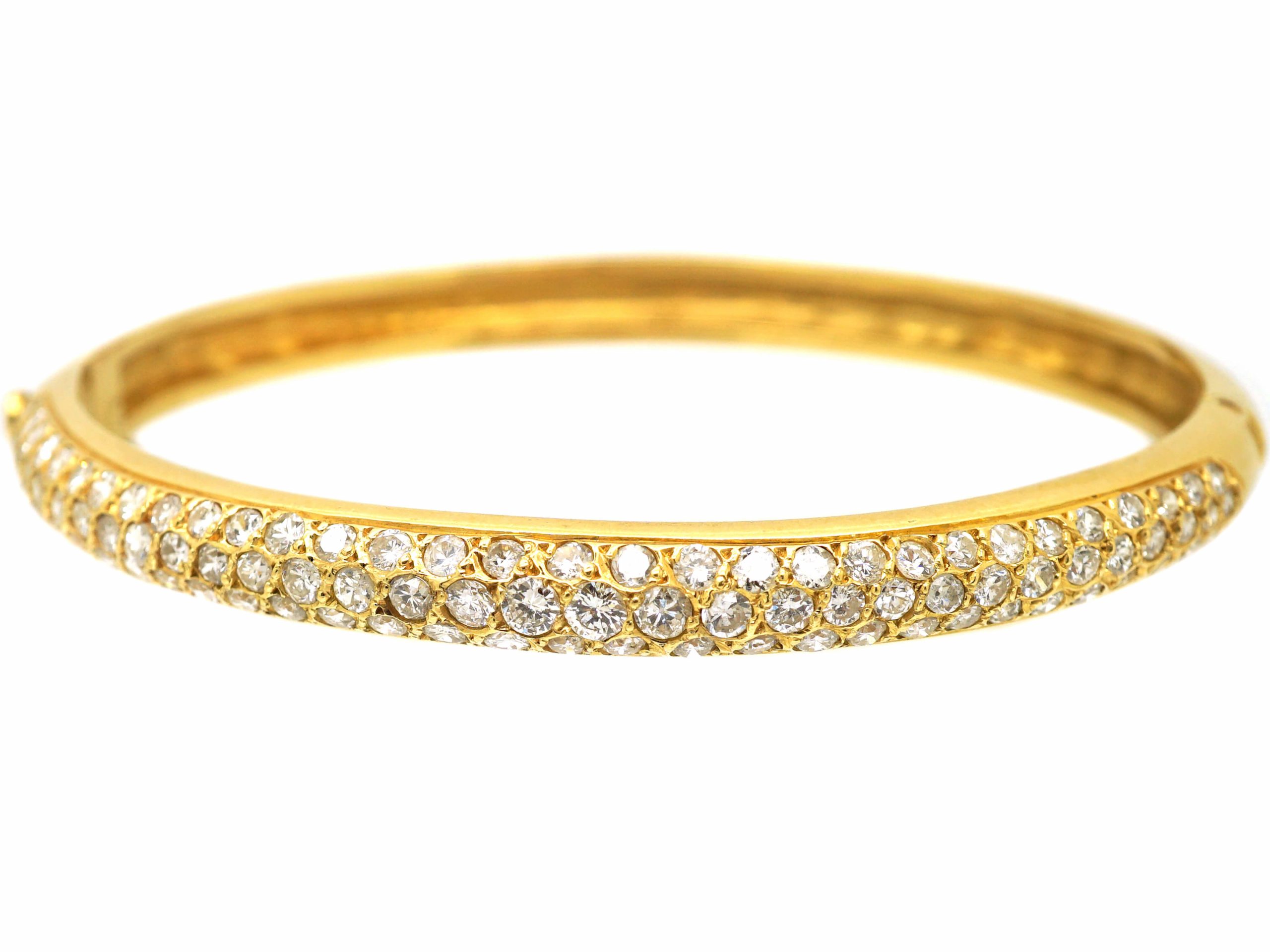 French 18ct Gold & Diamond Bangle (120W) | The Antique Jewellery Company