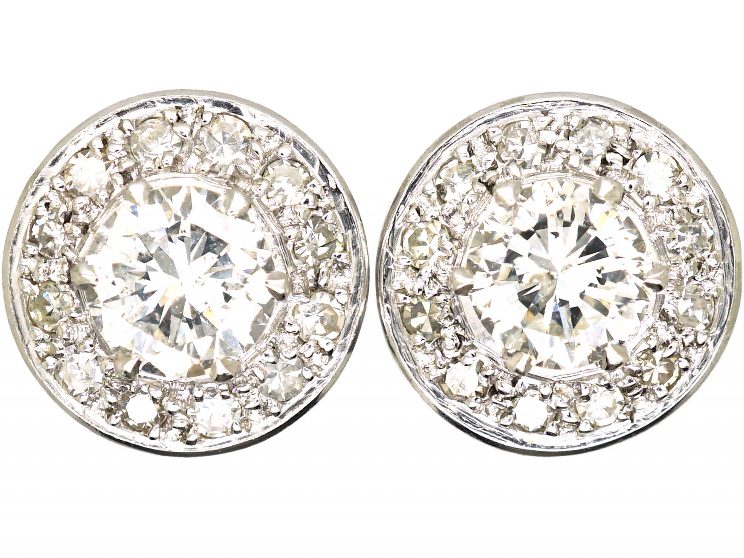 Early 20th Century Platinum, Diamond Cluster Earrings (909U) | The ...