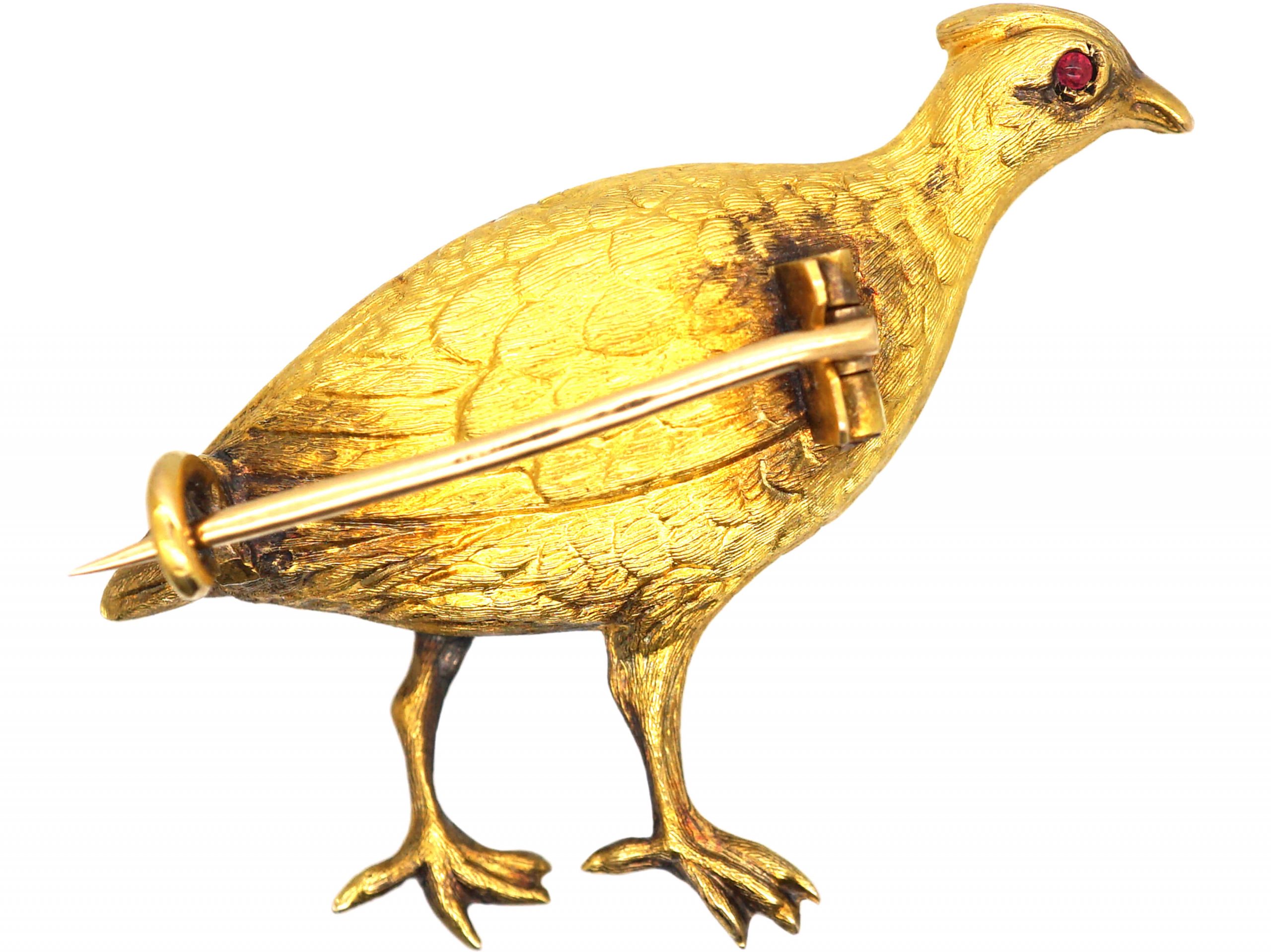 Victorian 15ct Gold Brooch of a Grouse (944U) | The Antique Jewellery ...