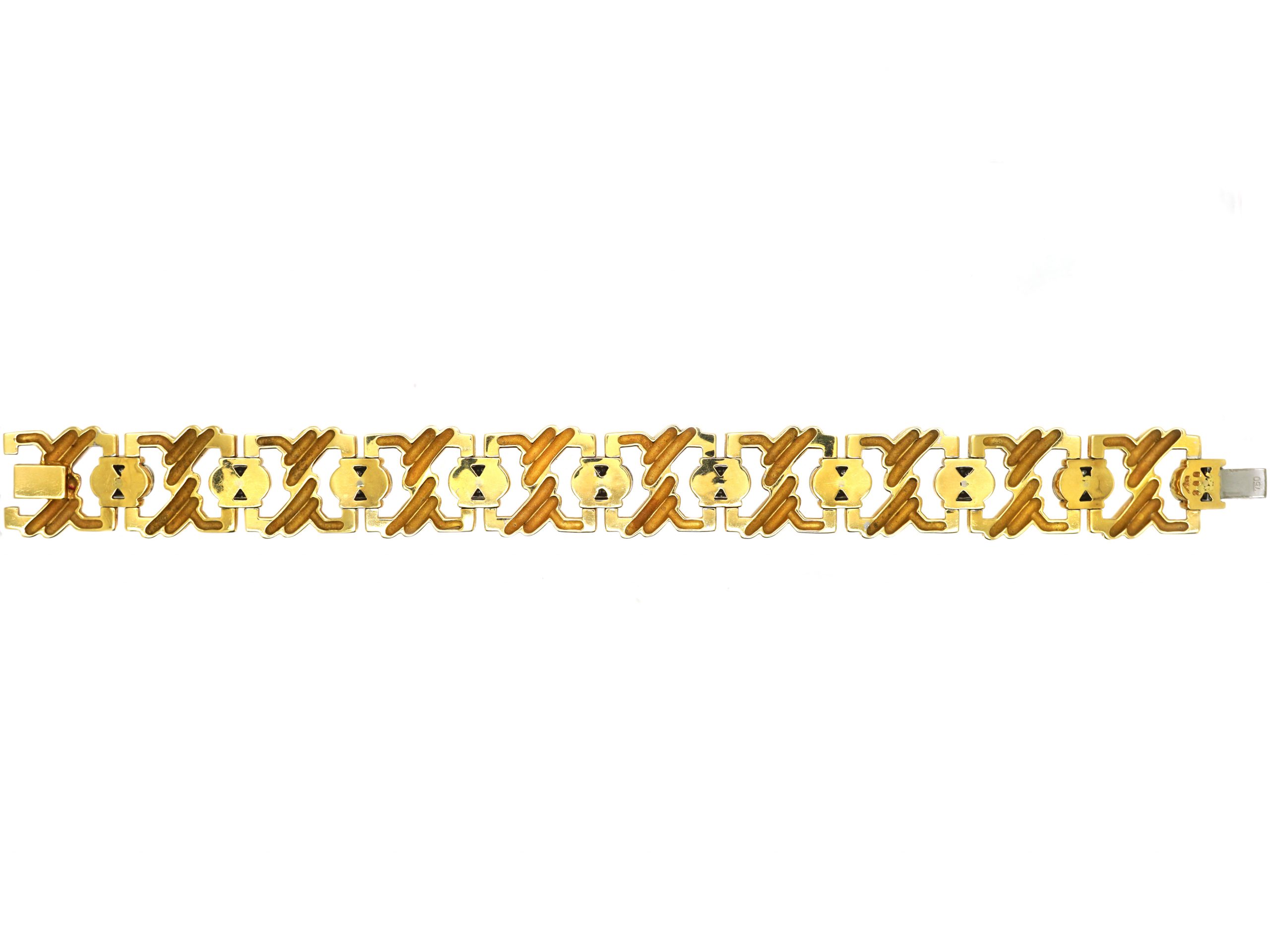 Modernist 18ct Gold Articulated Bracelet set with Ten Diamond Sections ...
