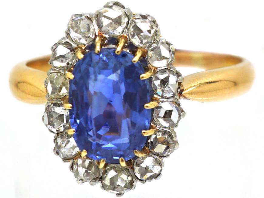 French Import Early 20th Century, 18ct Gold & Platinum, Sapphire & Rose ...