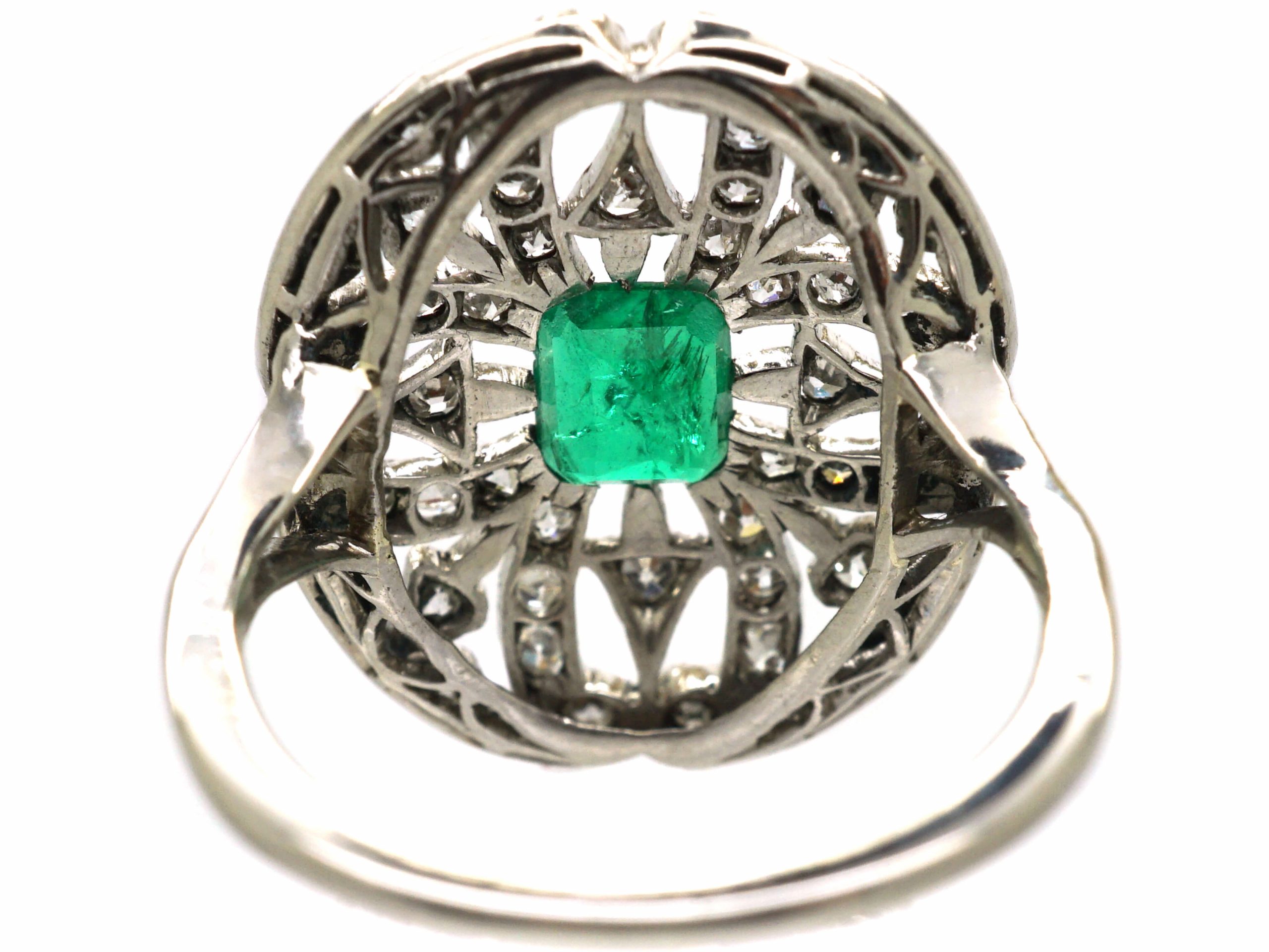 Art Deco Platinum, Emerald & Diamond Ring with Cupid's Arrow Motifs ...