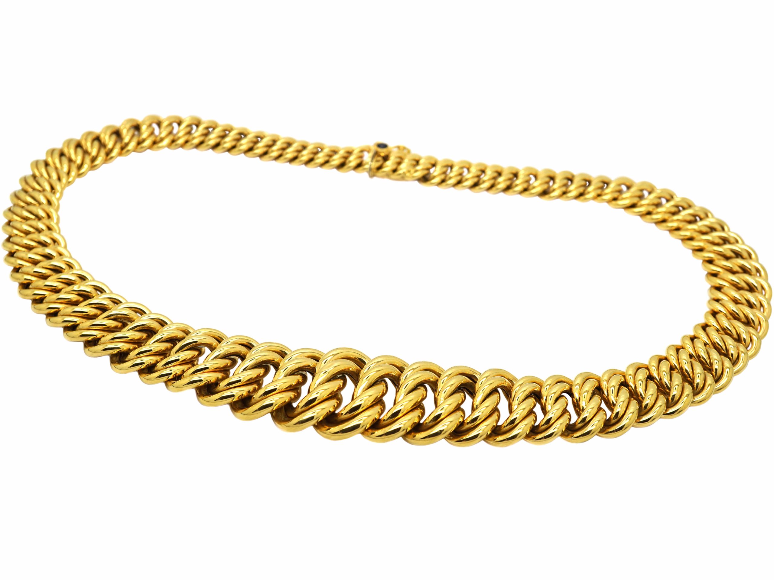 French 18ct Gold Large Curb Design Collar by Caplain, Paris (157W ...