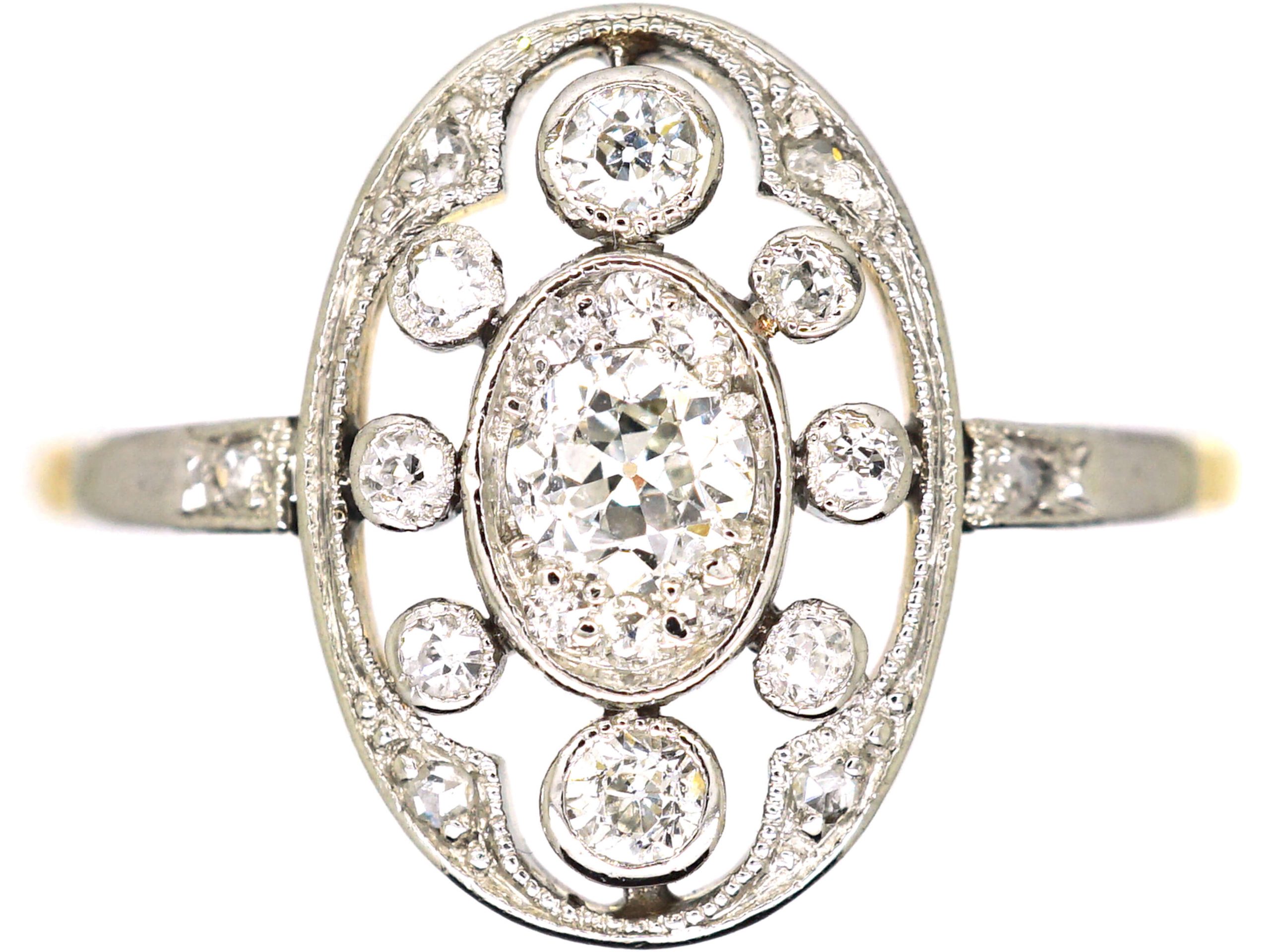 Early 20th Century 18ct Gold & Platinum, Oval Cluster Ring set with Diamonds (227W) | The ...
