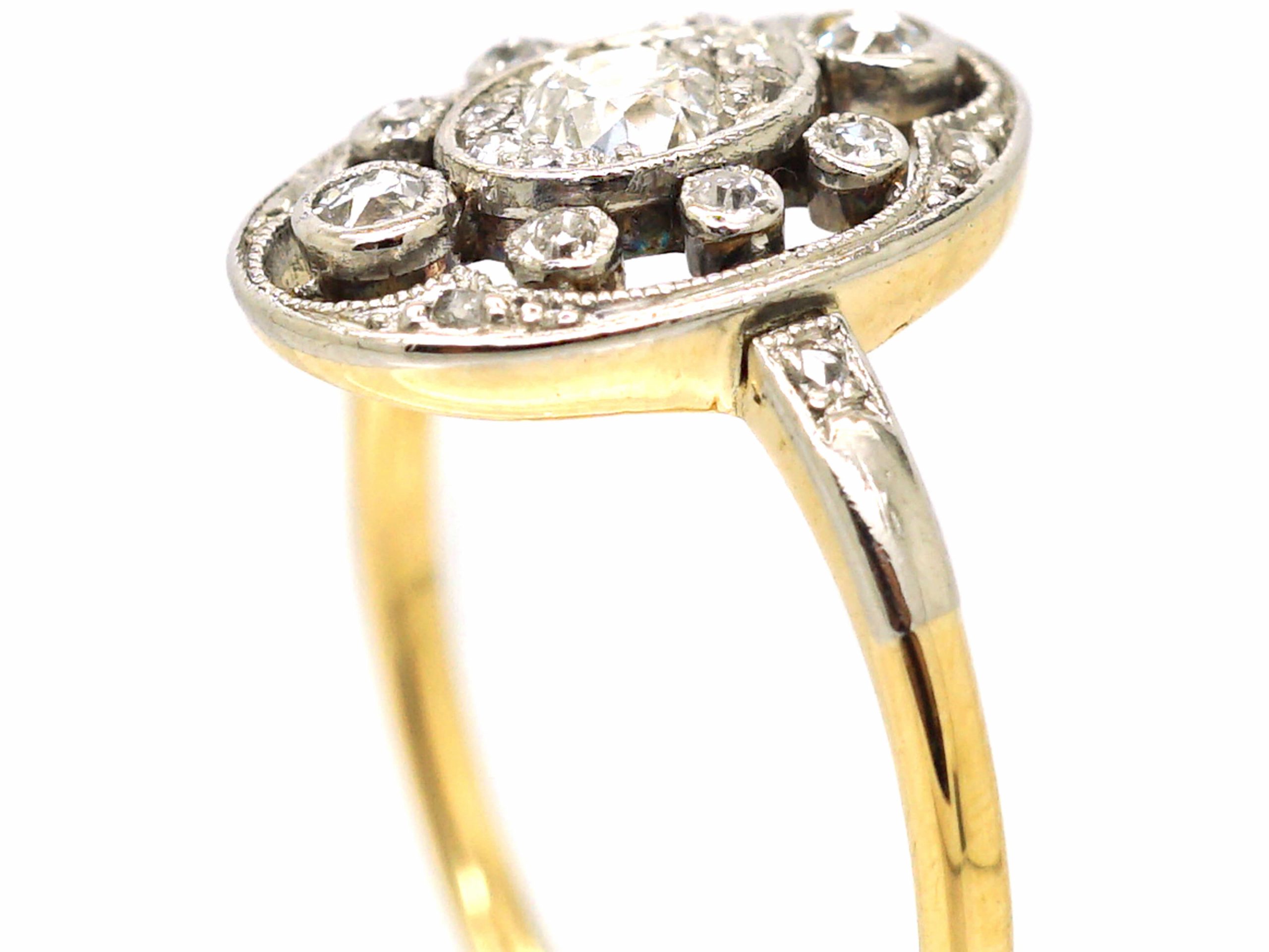 Early 20th Century 18ct Gold & Platinum, Oval Cluster Ring set with ...