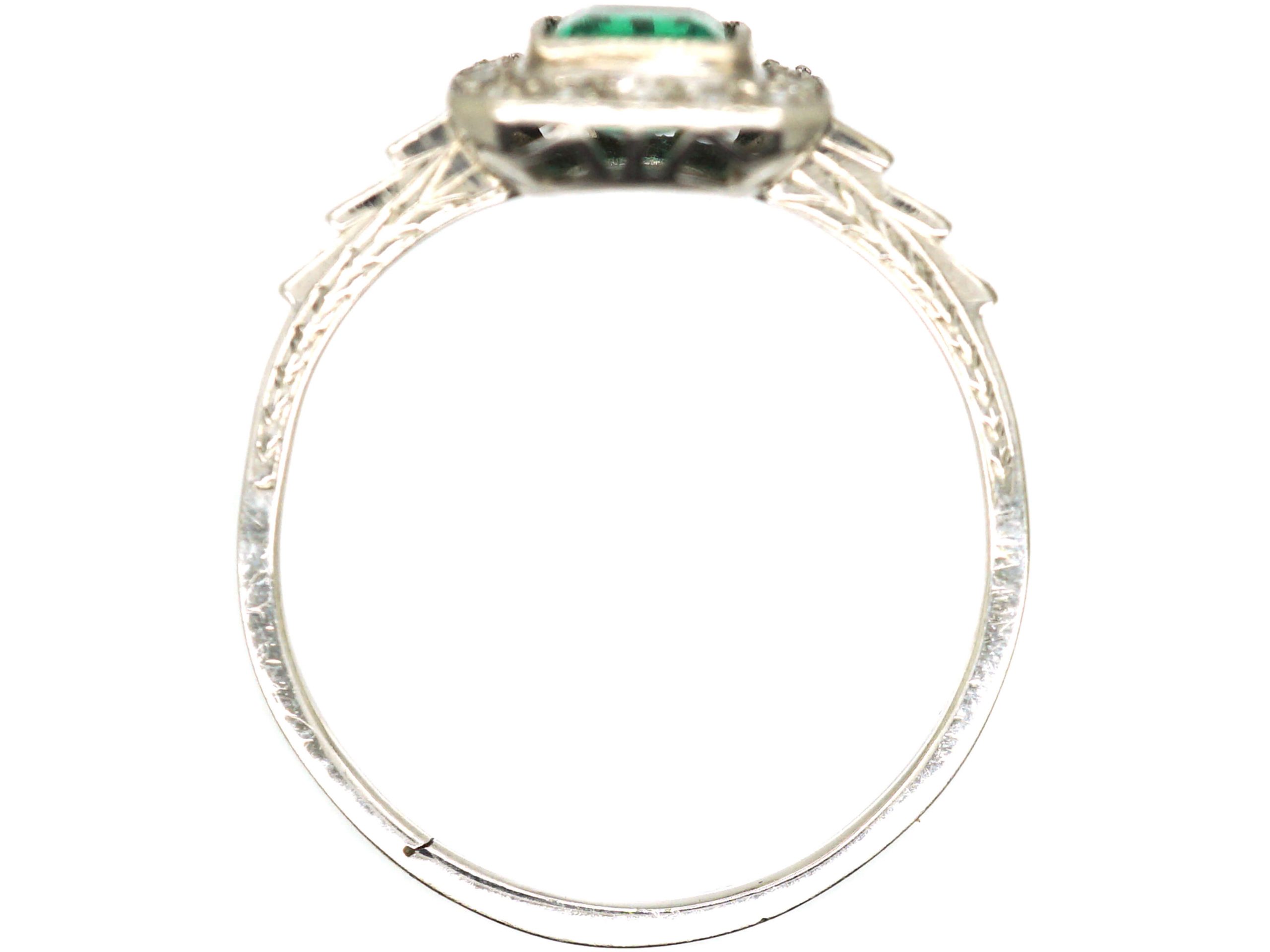 Art Deco Platinum. Emerald & Diamond Rectangular Shaped Ring (238W ...