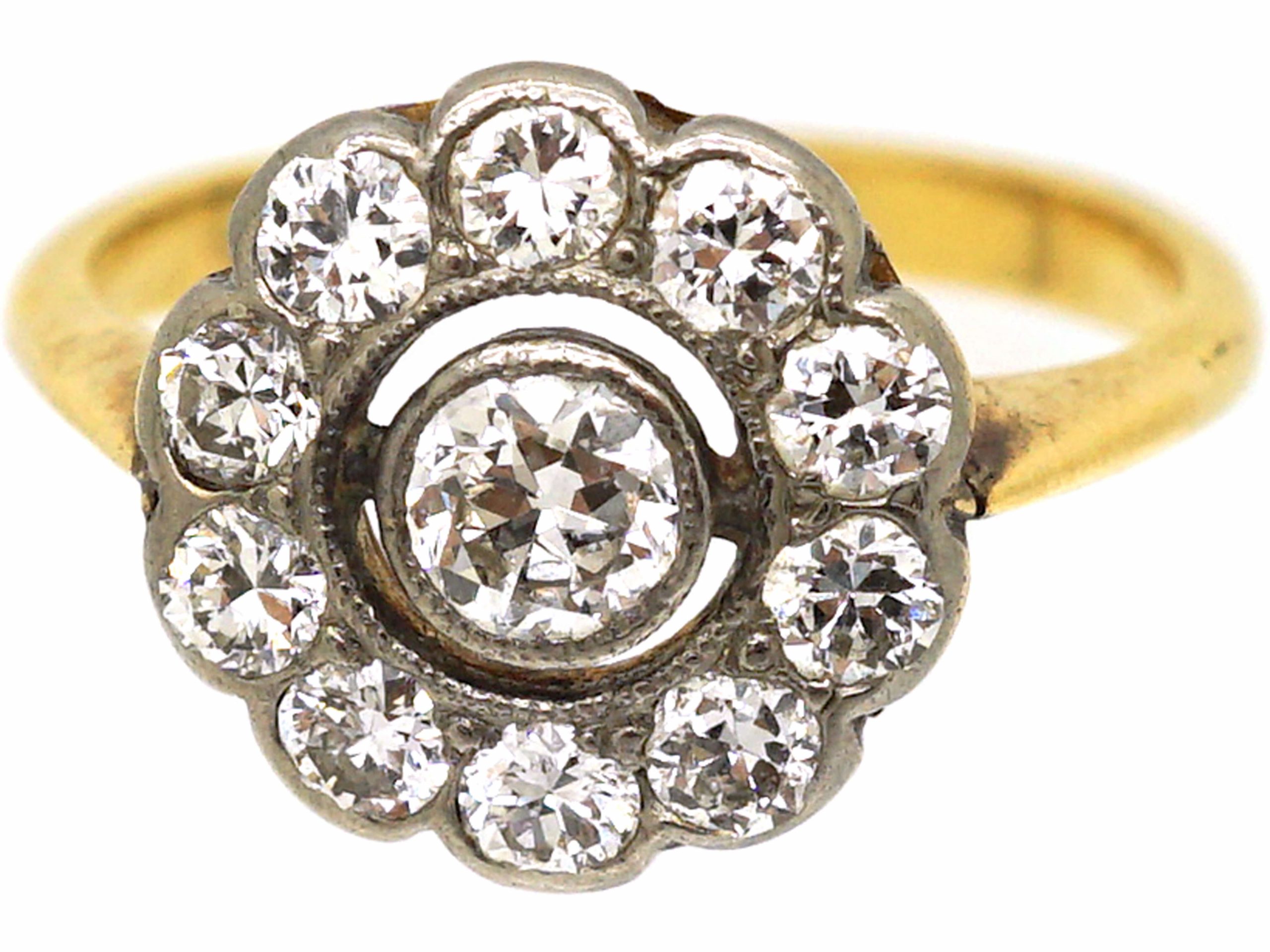 Edwardian 18ct Gold & Platinum, Diamond Cluster Ring (180W) | The ...