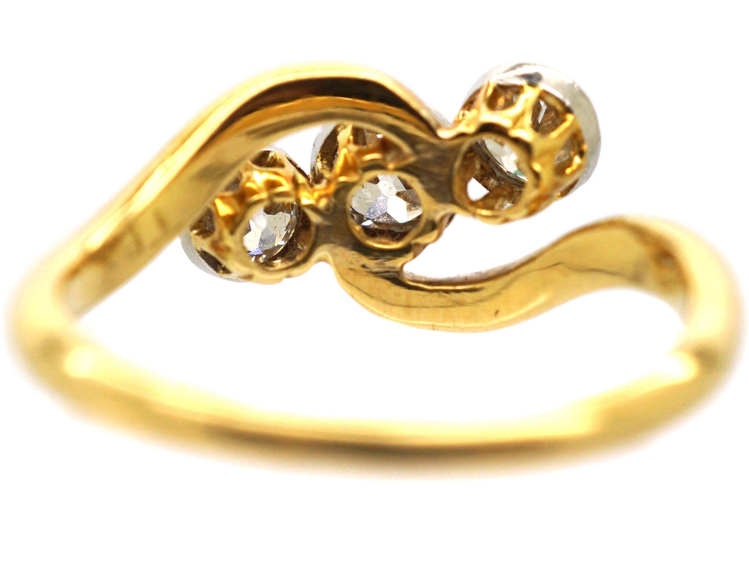 Edwardian 18ct Gold Three Stone Diamond Crossover Ring (178W) | The ...
