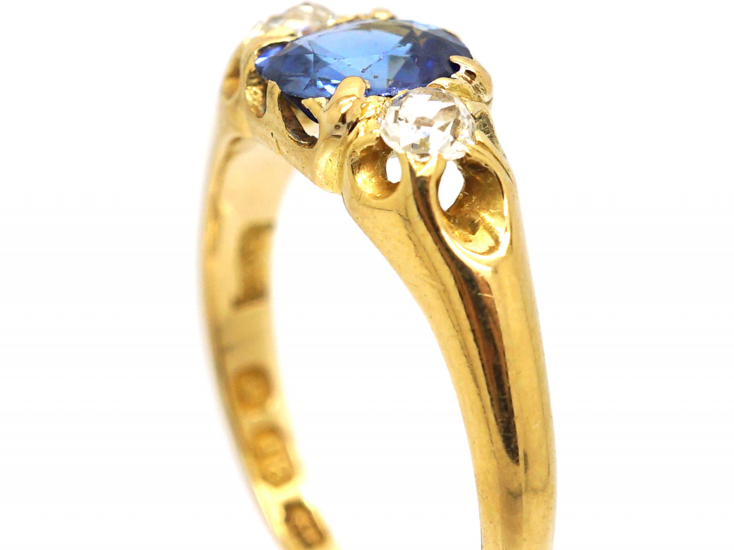 Victorian 18ct Gold, Sapphire & Diamond Three Stone Ring (269W) | The ...