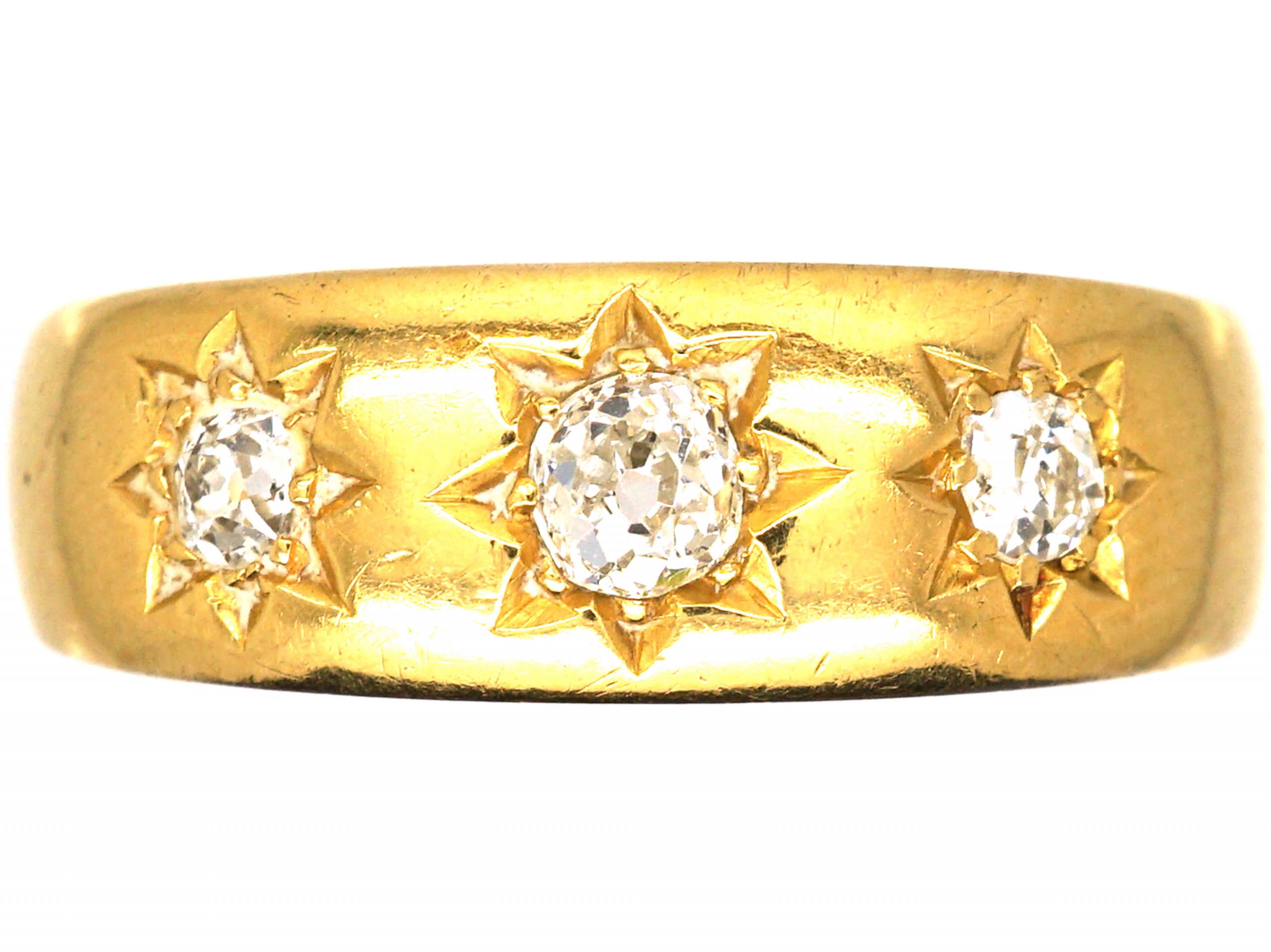 Edwardian 18ct Gold, Three Stone Diamond Gypsy Ring (794U) | The ...