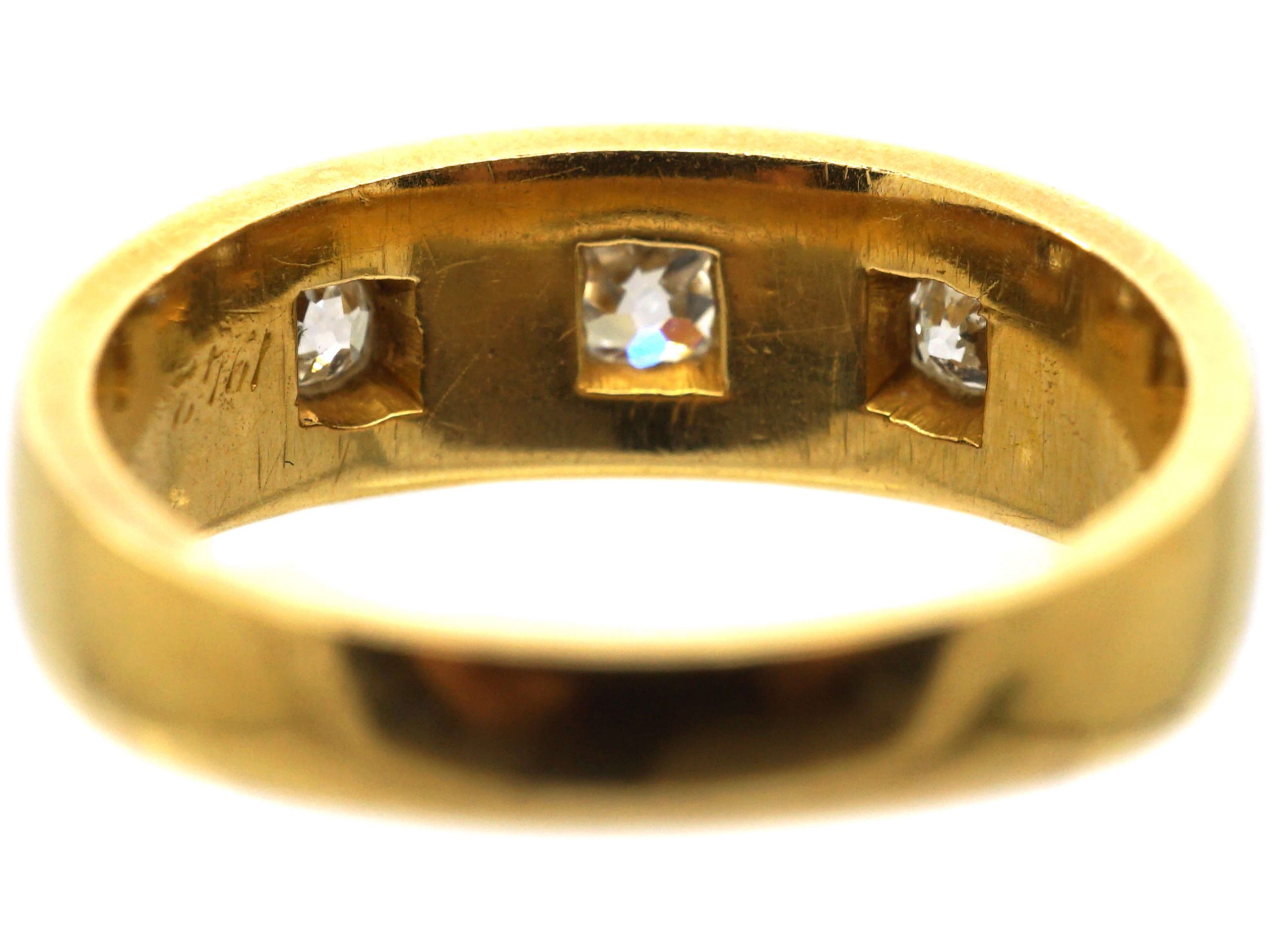 Edwardian 18ct Gold, Three Stone Diamond Gypsy Ring (794U) | The ...