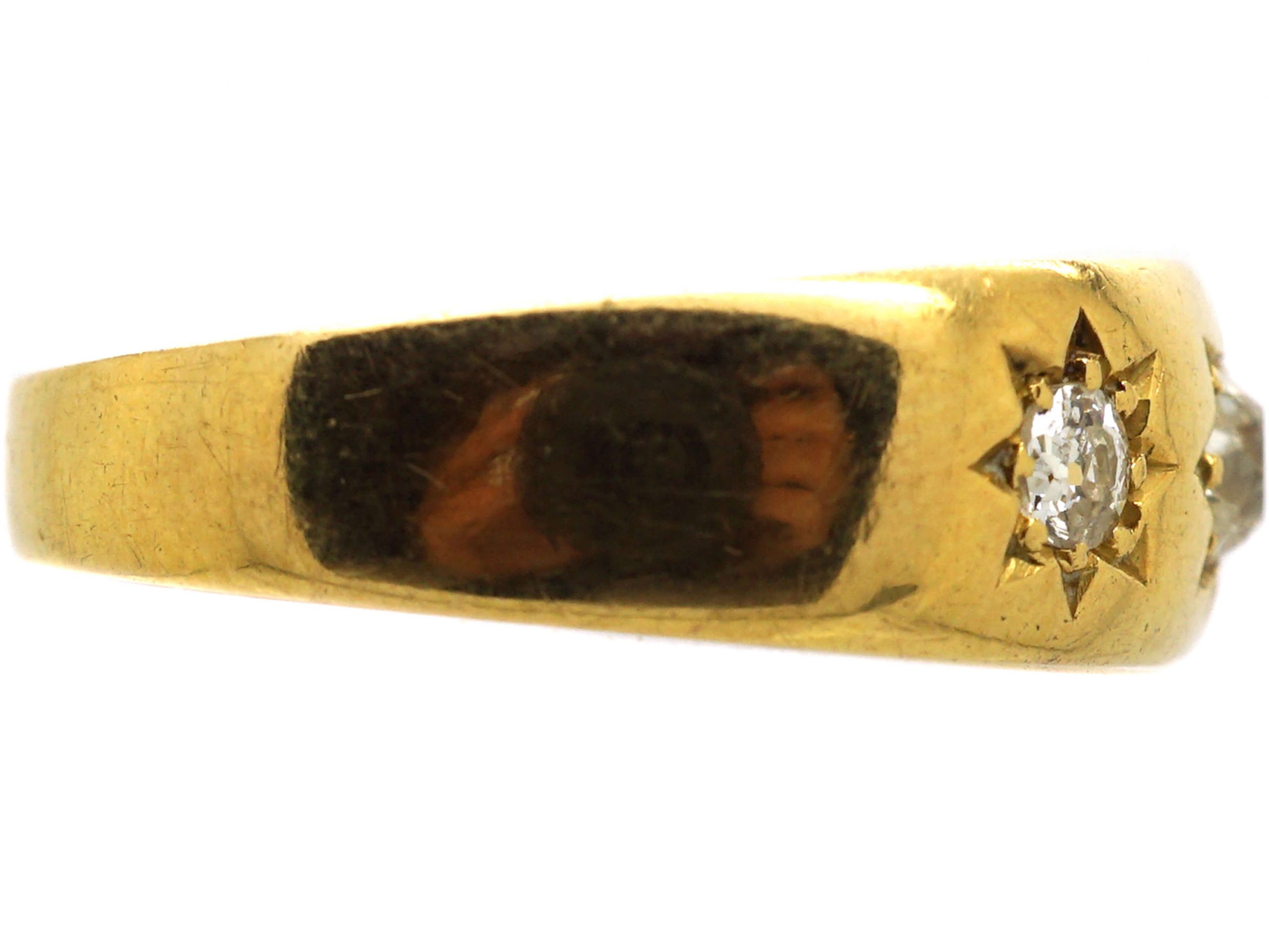 Edwardian 18ct Gold, Three Stone Diamond Gypsy Ring (794U) | The ...