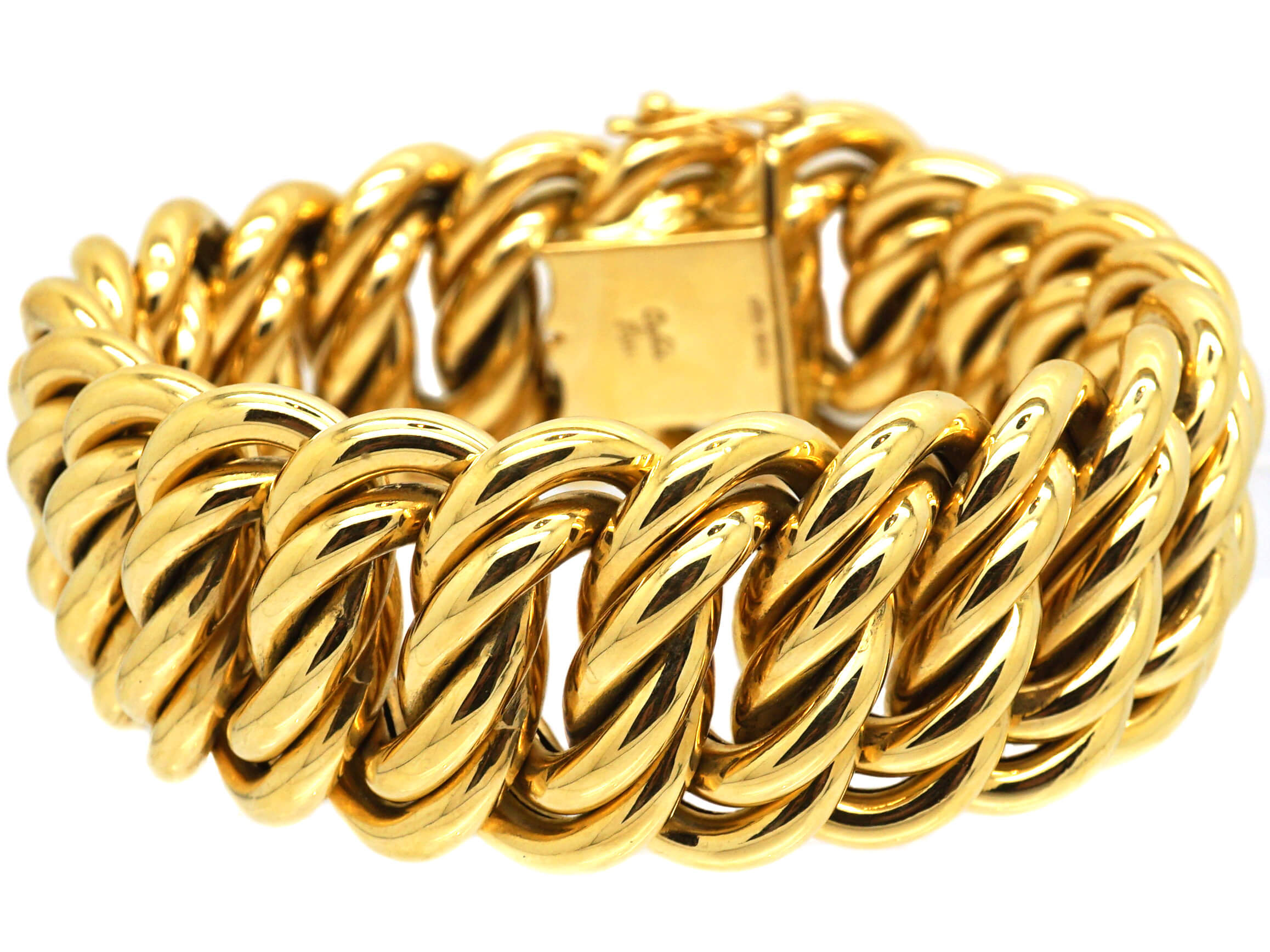 French 18ct Gold Large Curb Design Bracelet by Caplain, Paris (193W ...