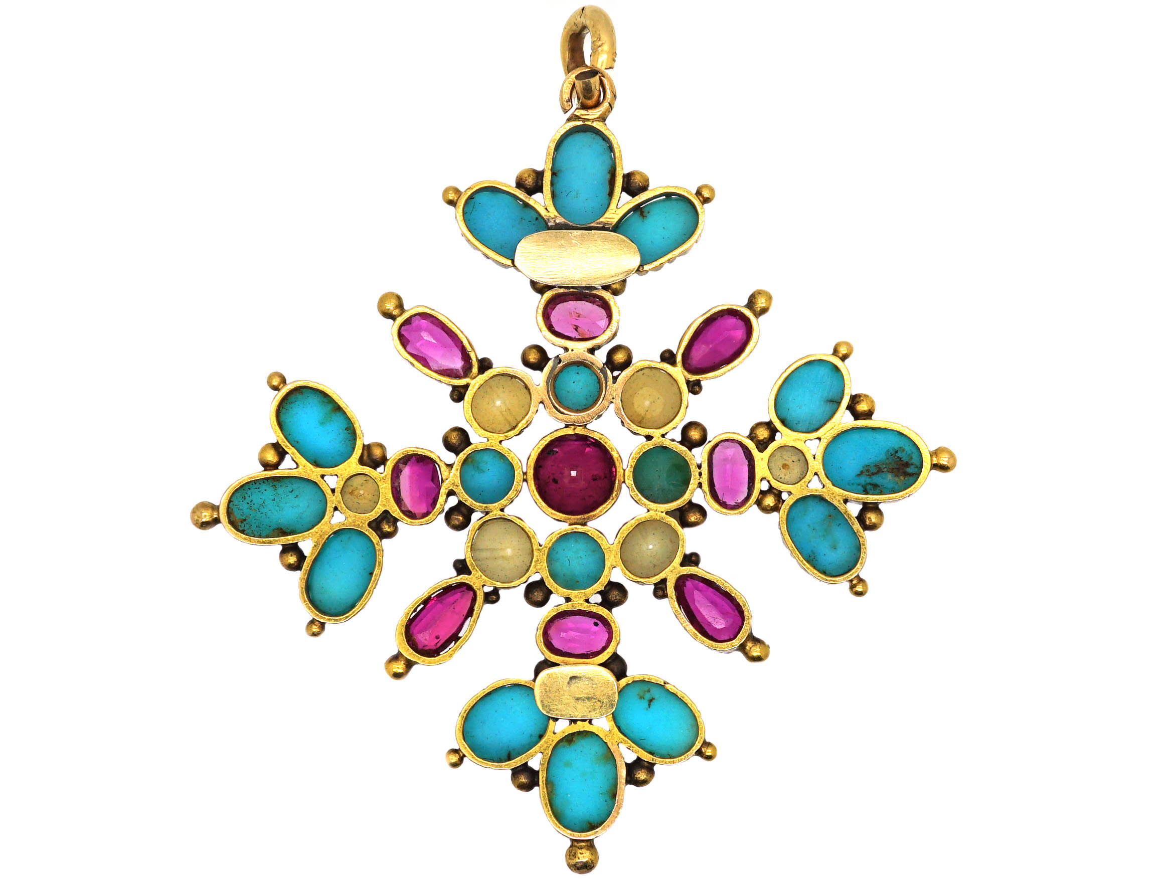 Georgian Ruby, Natural Split Pearl & Turquoise Pendant (258W) | The ...