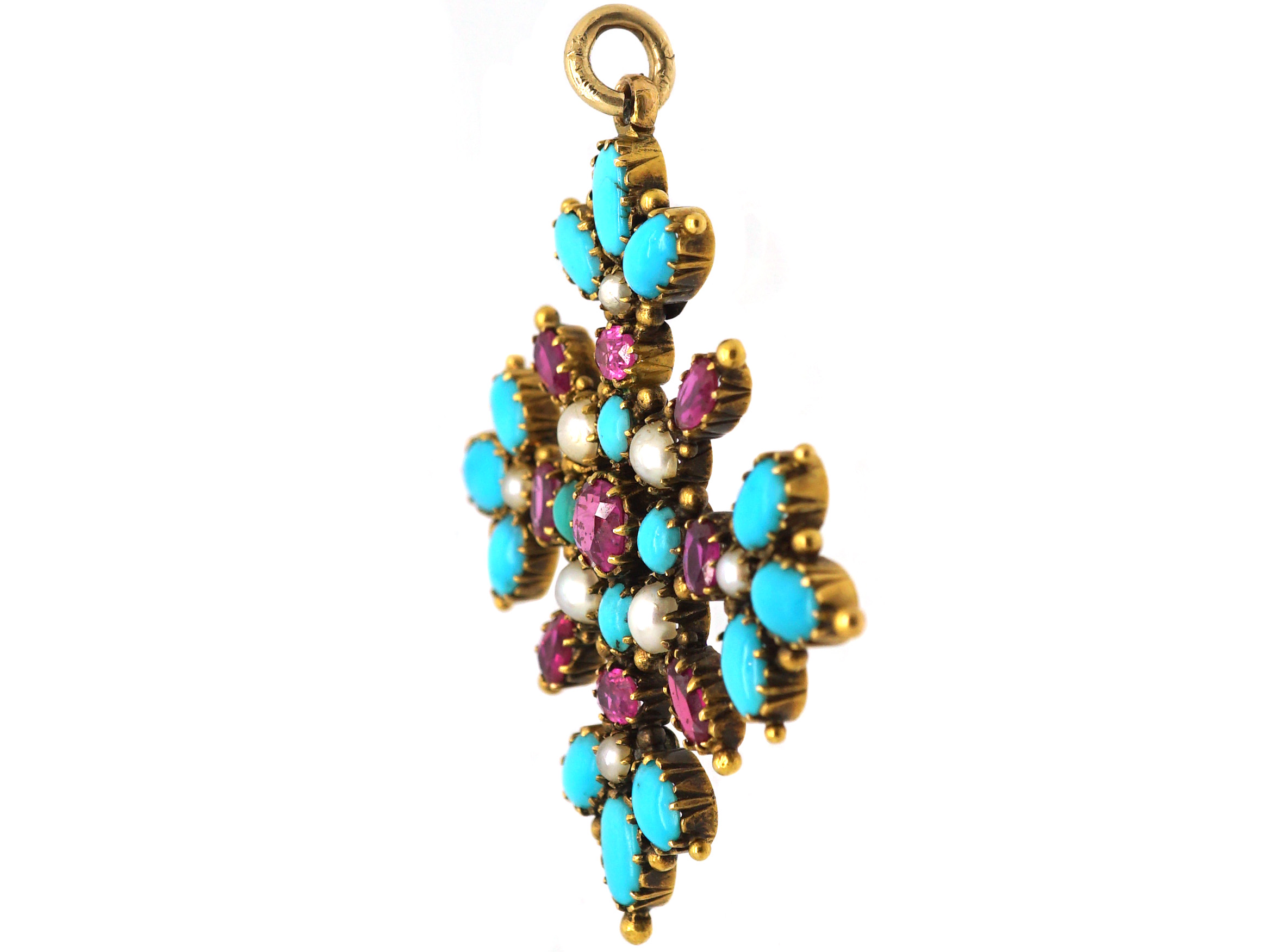Georgian Ruby, Natural Split Pearl & Turquoise Pendant (258W) | The ...