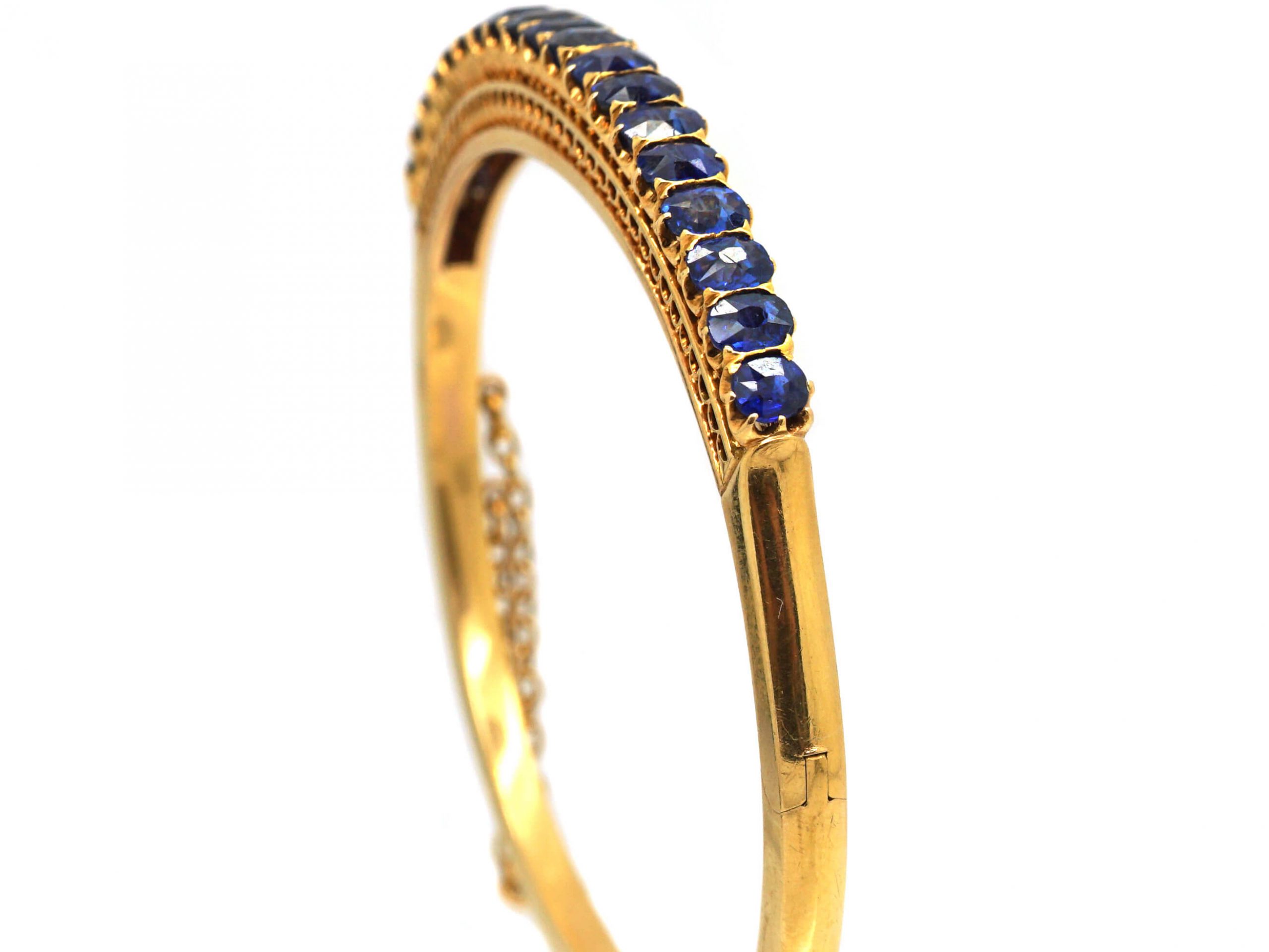 Edwardian 18ct Gold Bangle set with Sapphires (307W) | The Antique ...