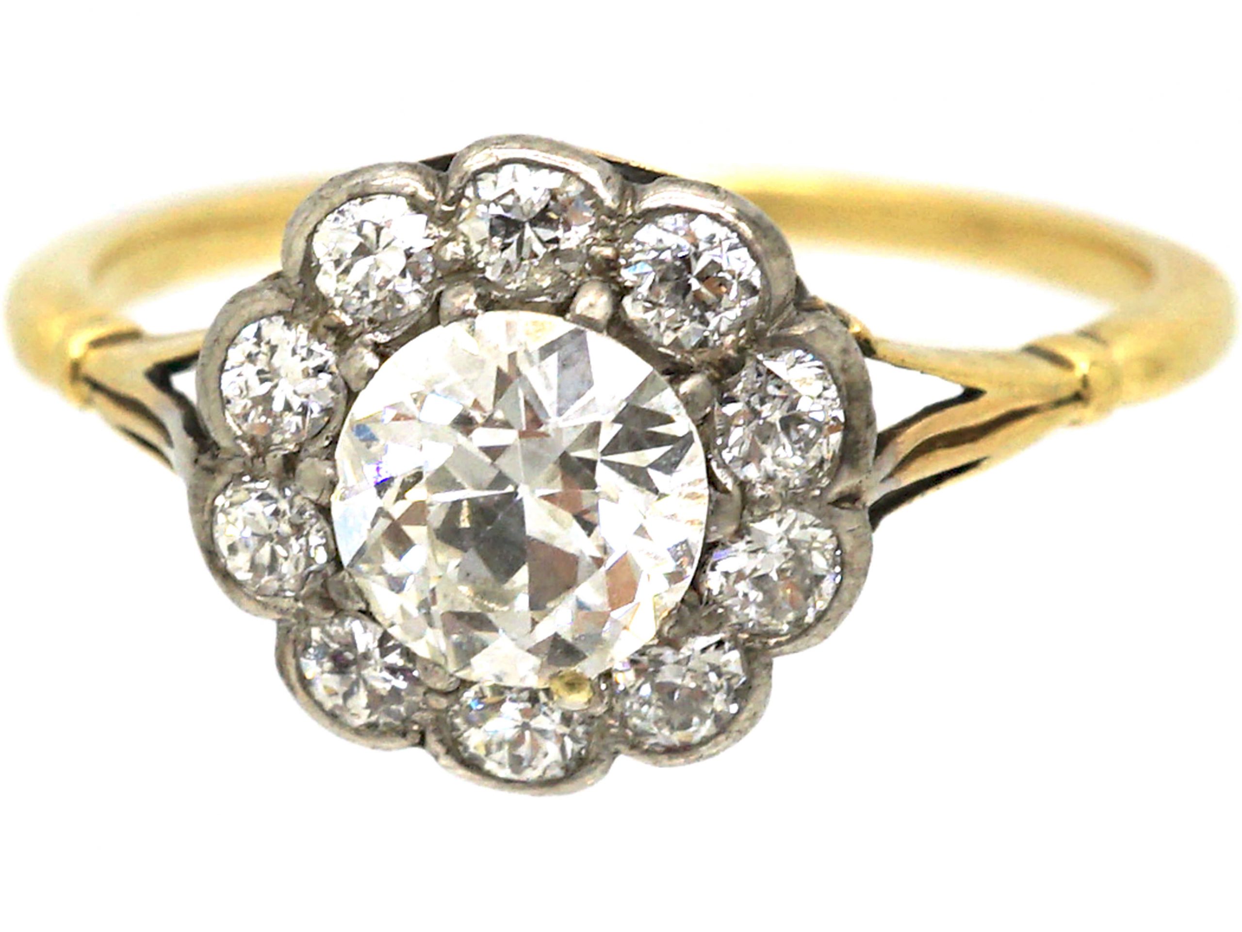 Edwardian 18ct Gold & Platinum, Diamond Daisy Cluster Ring (330W) | The ...