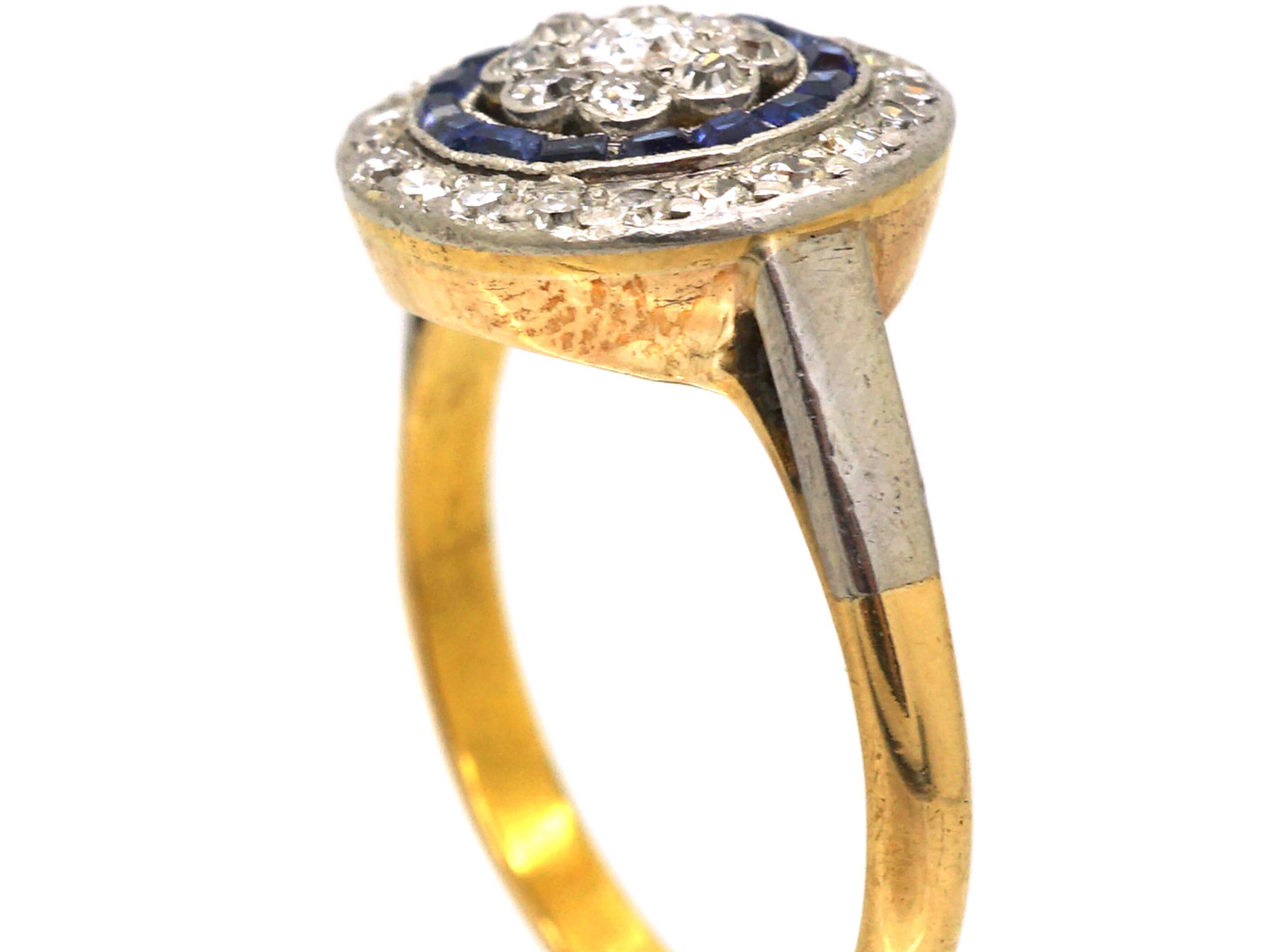 Art Deco Platinum, Sapphire & Diamond Target Ring (353W) | The Antique ...