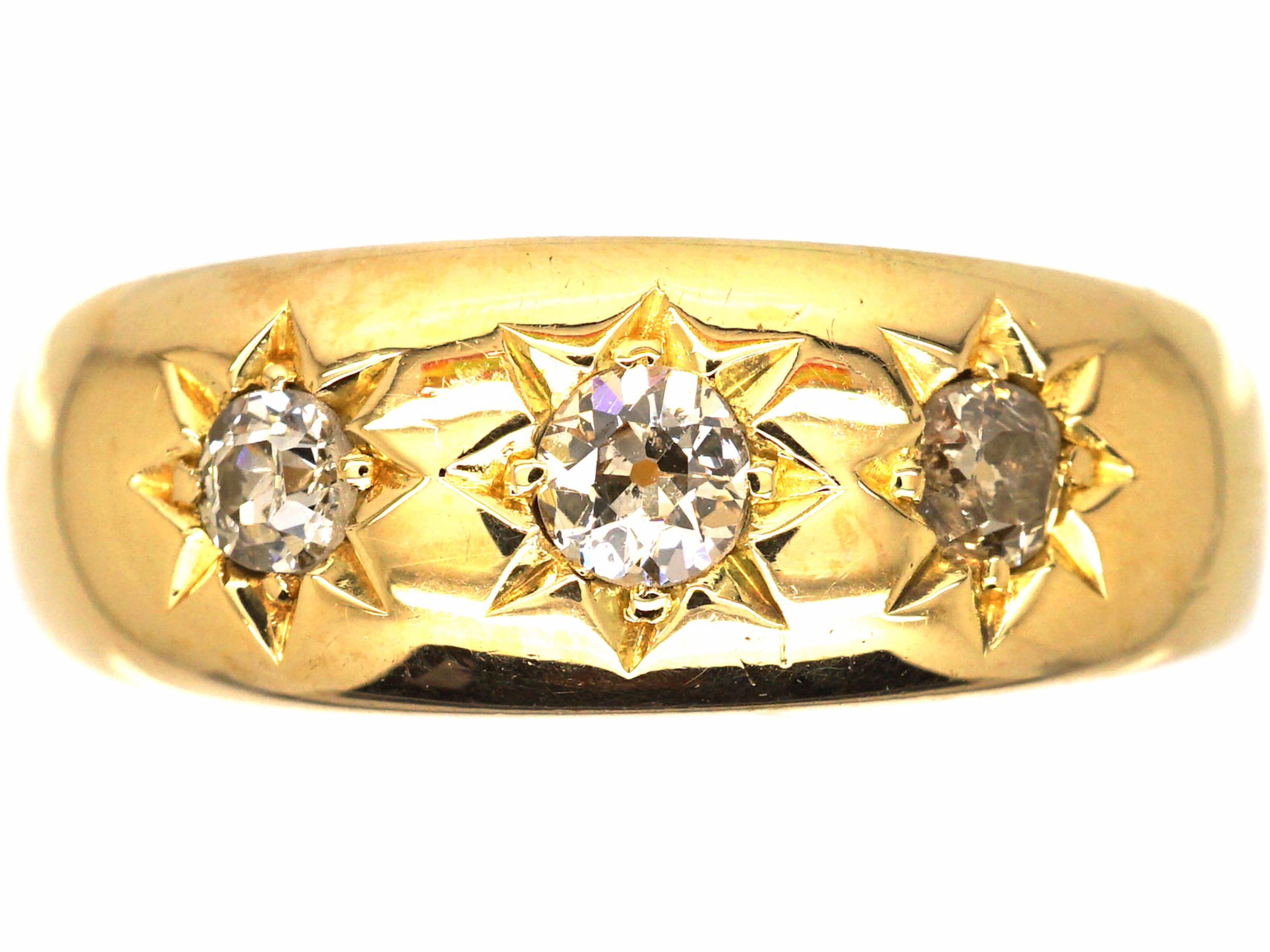 Edwardian 18ct Gold, Three Stone Diamond Gypsy Ring (341W) | The ...