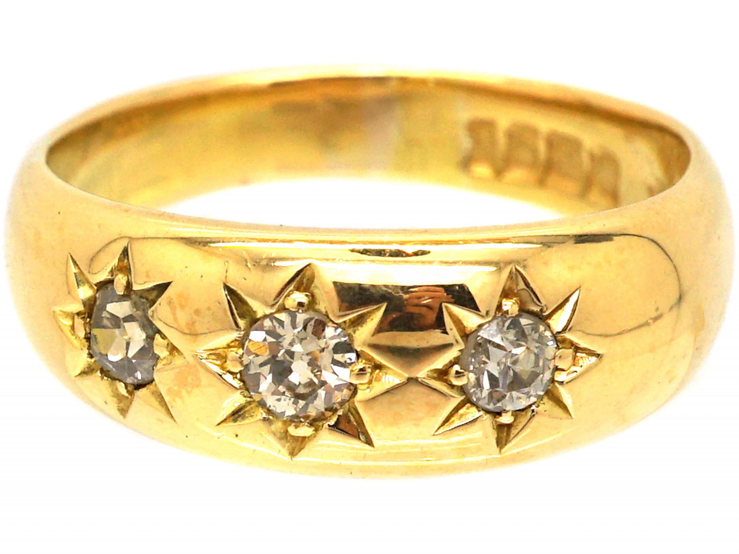 Edwardian 18ct Gold, Three Stone Diamond Gypsy Ring (341W) | The ...