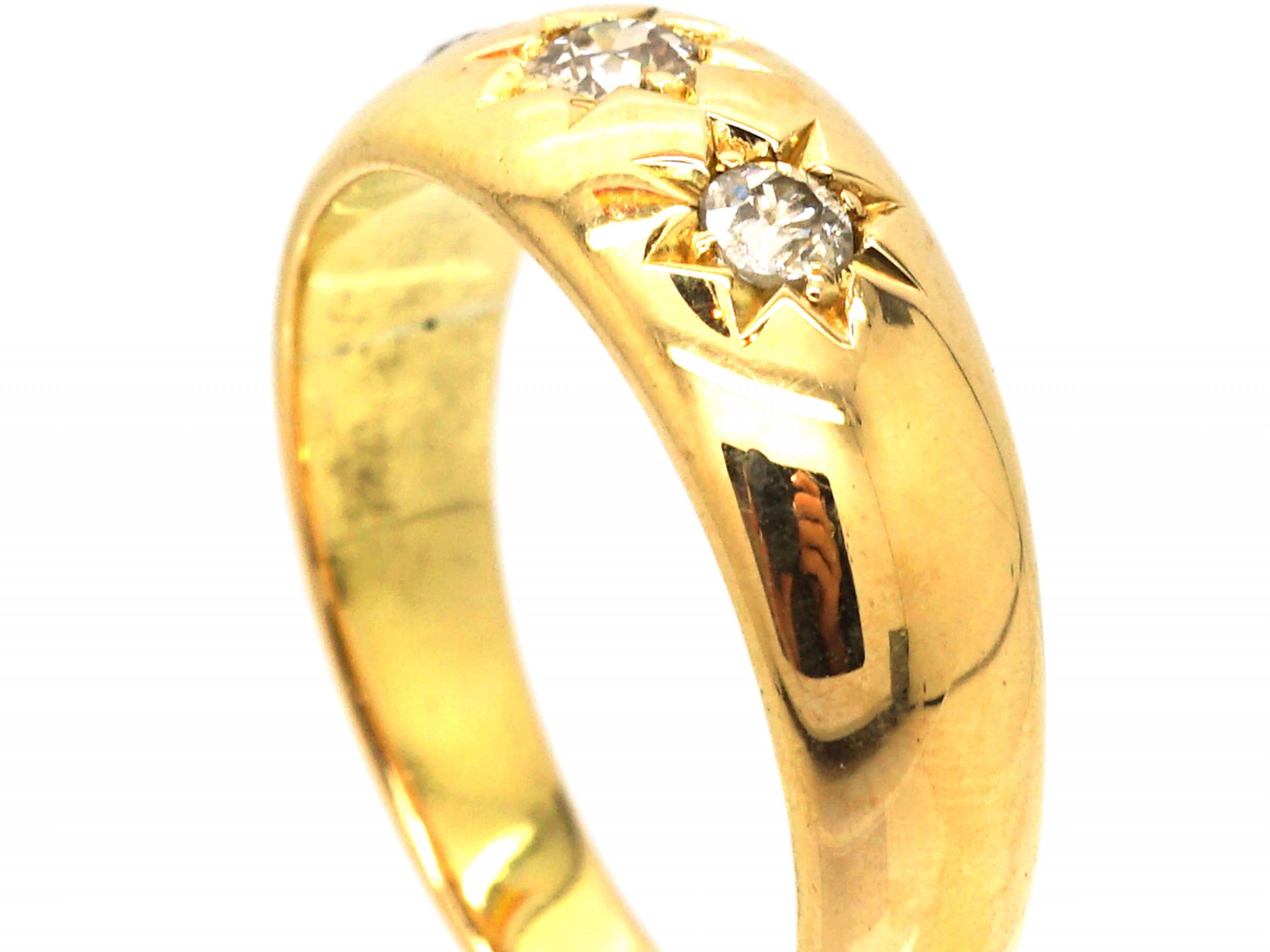 Edwardian 18ct Gold, Three Stone Diamond Gypsy Ring (341W) | The ...