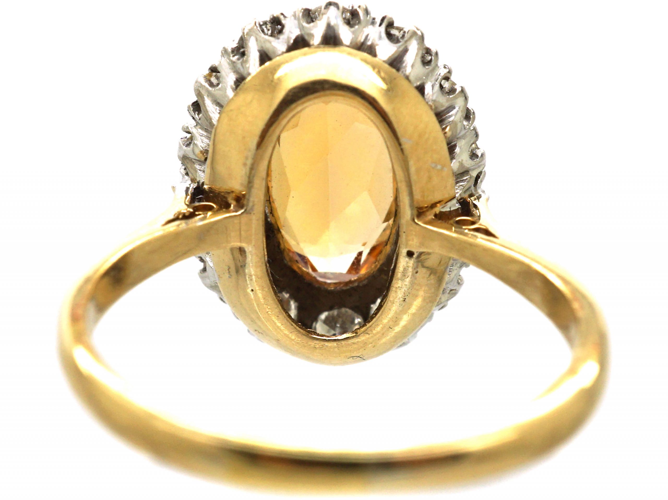 1950s 18ct Gold, Topaz & Diamond Oval Cluster Ring (343W) | The Antique Jewellery Company
