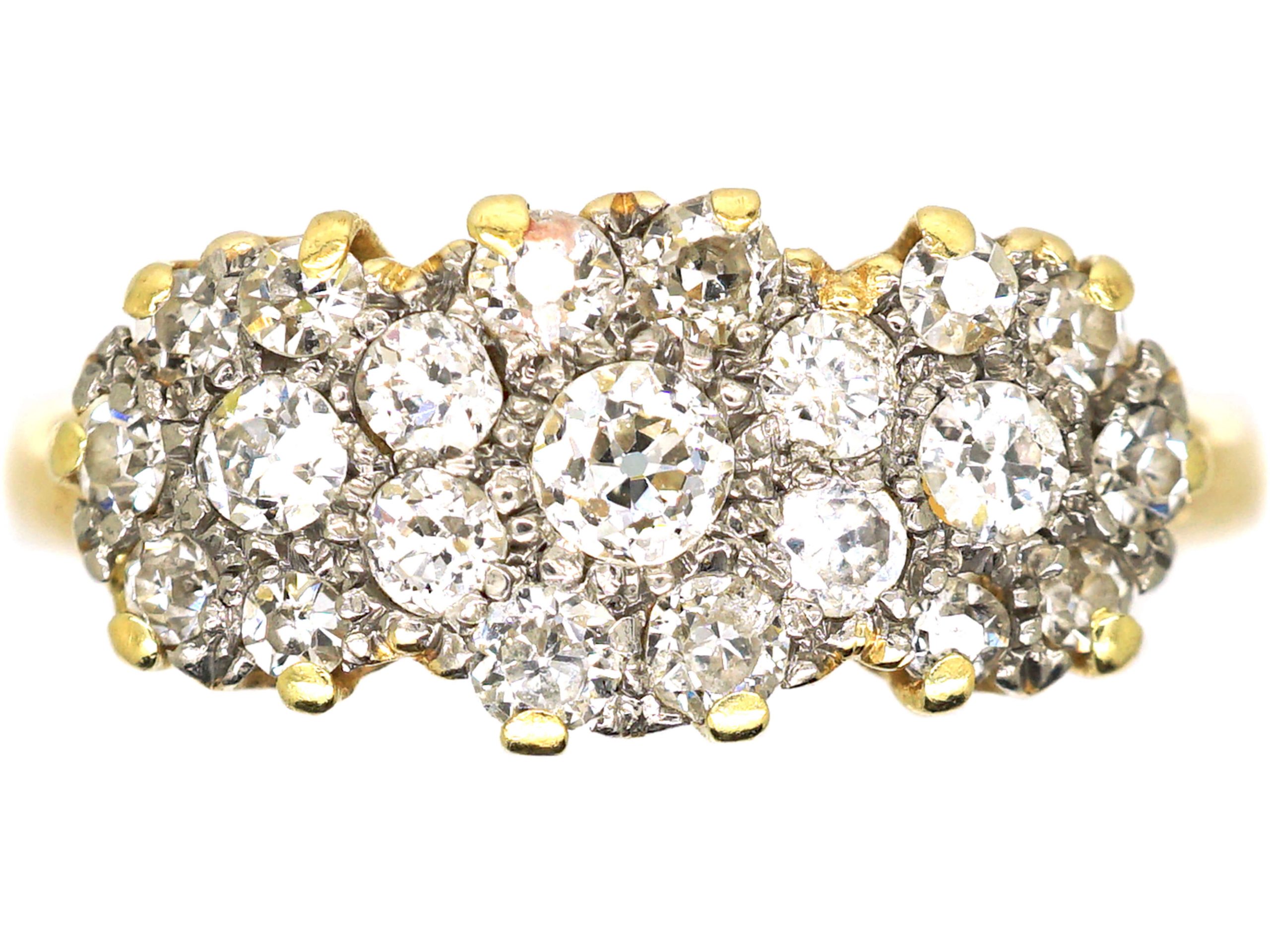 Edwardian 18ct Gold & Platinum, Diamond Triple Cluster Ring (383W ...