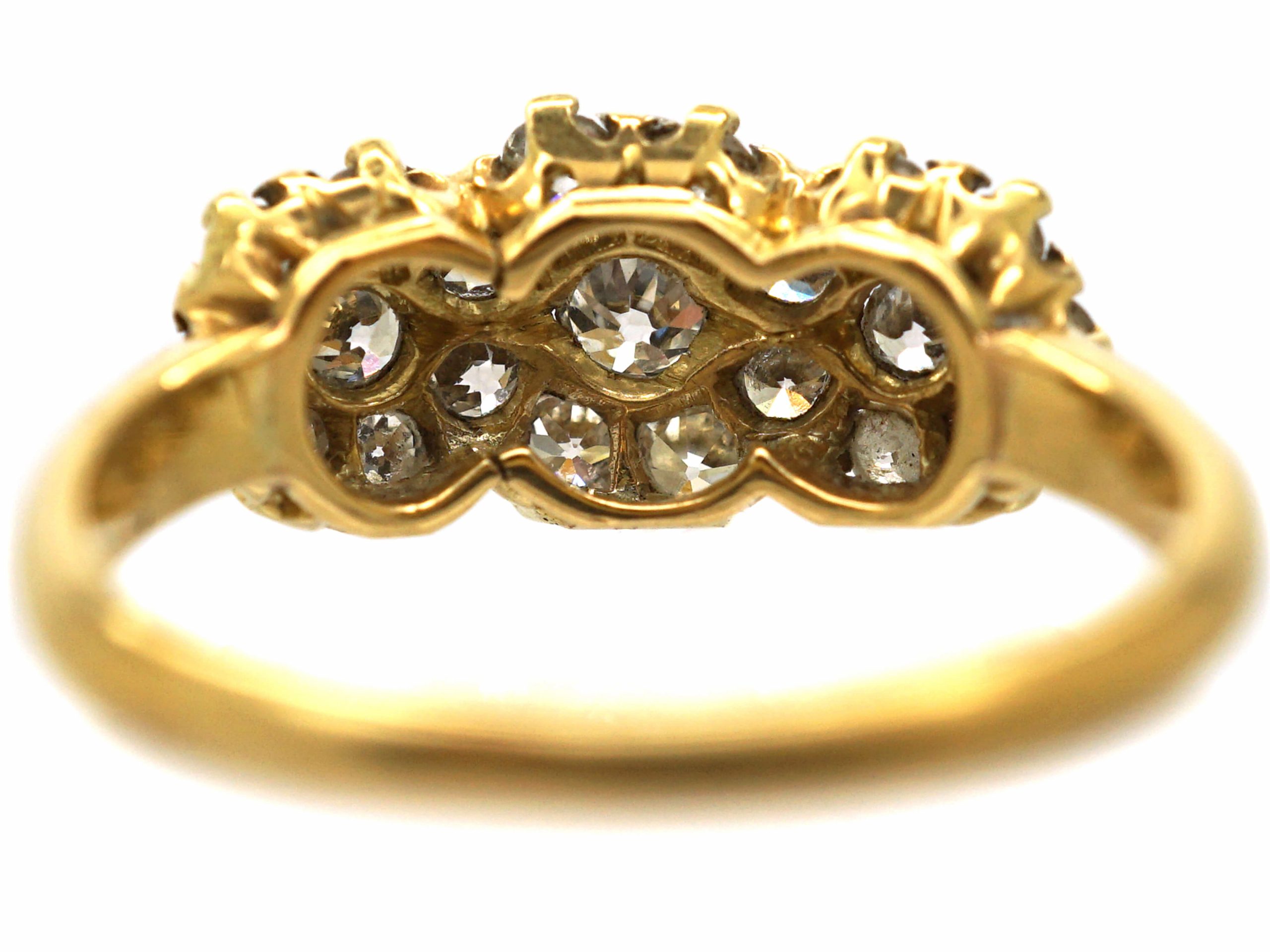 Edwardian 18ct Gold & Platinum, Diamond Triple Cluster Ring (383W ...