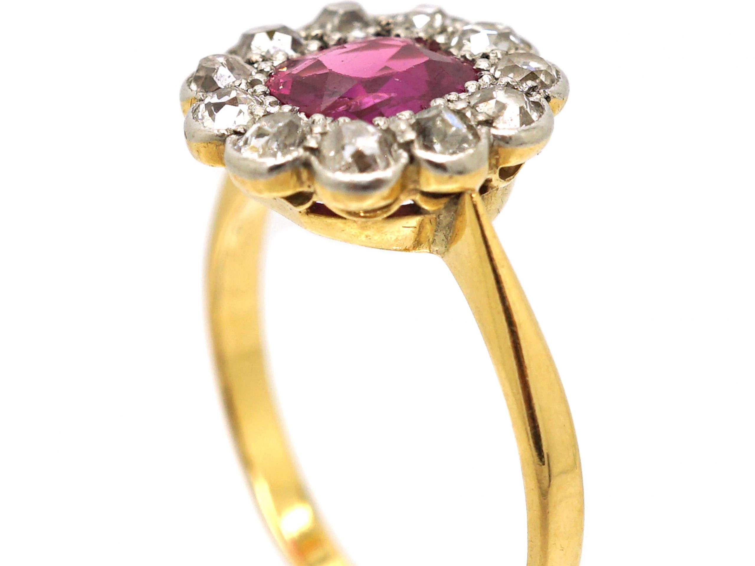 Edwardian 18ct Gold & Platinum, Burma Ruby & Diamond Cluster Ring (271W ...