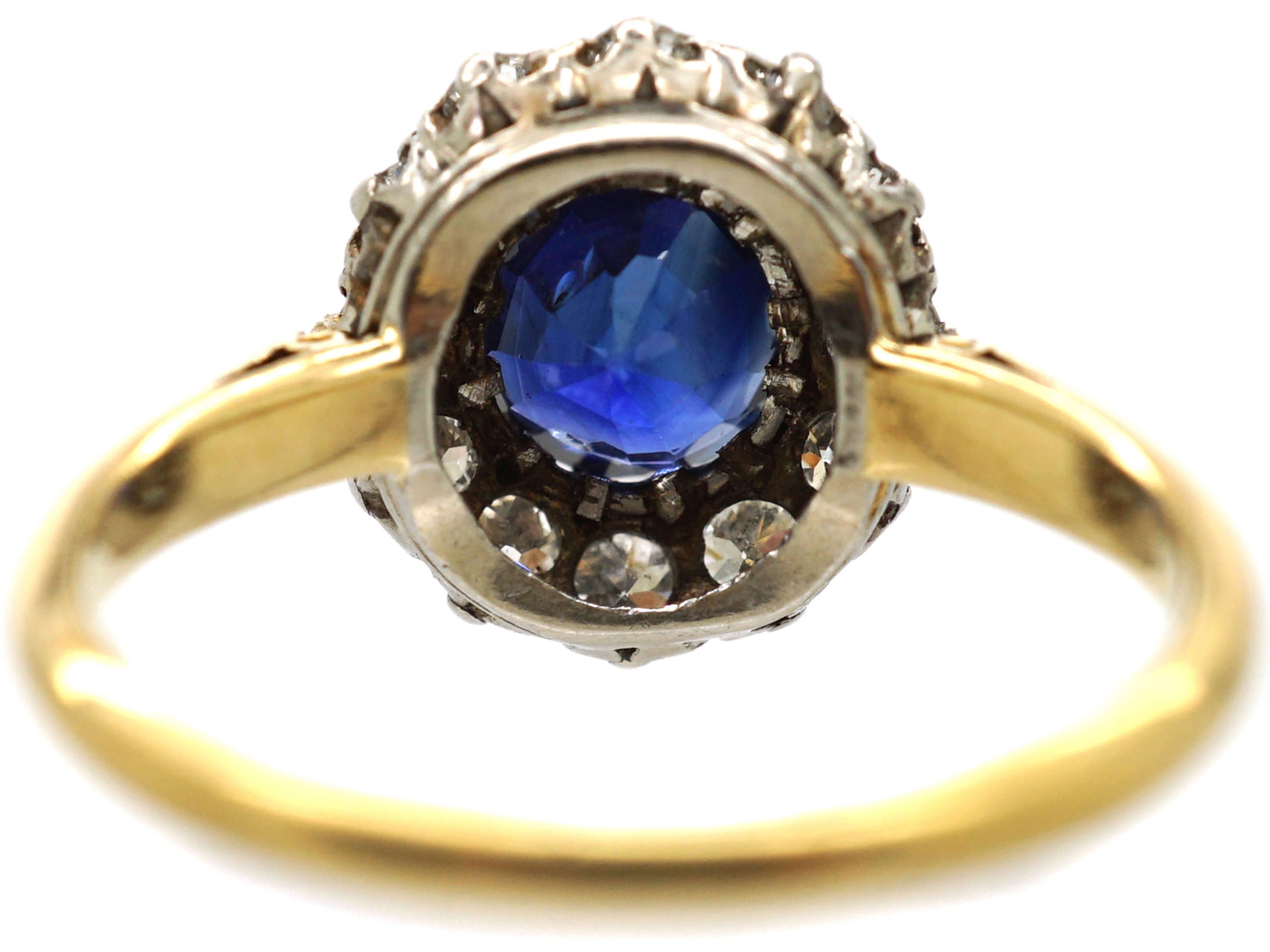 Edwardian 18ct Gold, Sapphire & Diamond Cluster Ring (416W) | The ...