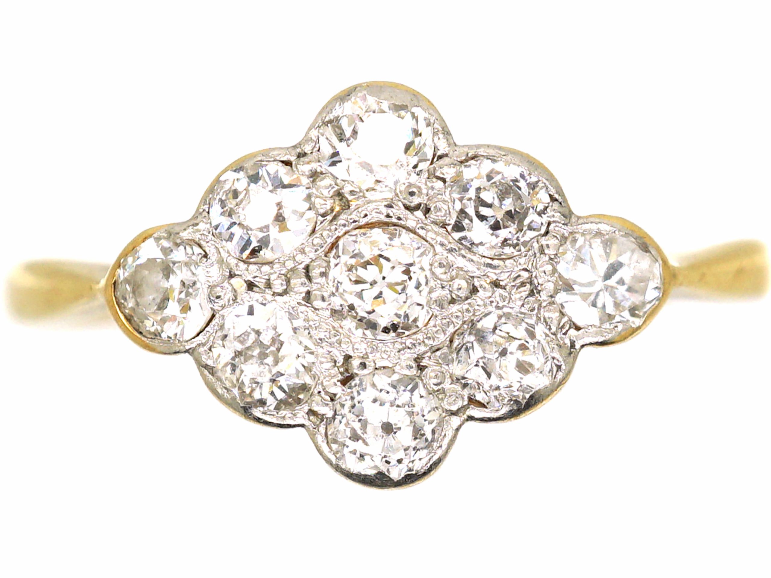 Edwardian 18ct Gold & Platinum, Diamond Shaped Diamond Cluster Ring ...