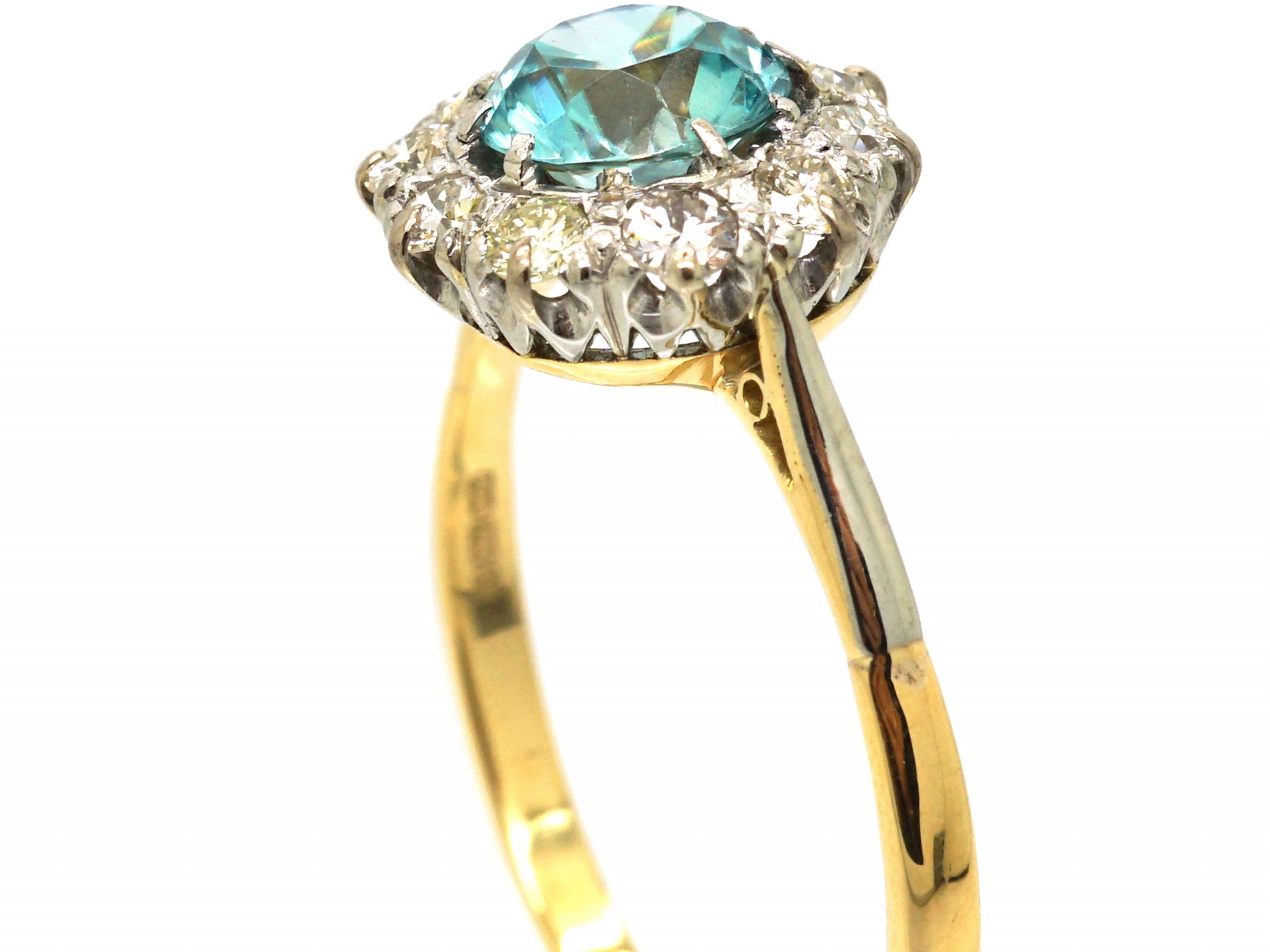 Art Deco 18ct Gold & Platinum. Zircon & Diamond Cluster Ring (415W ...