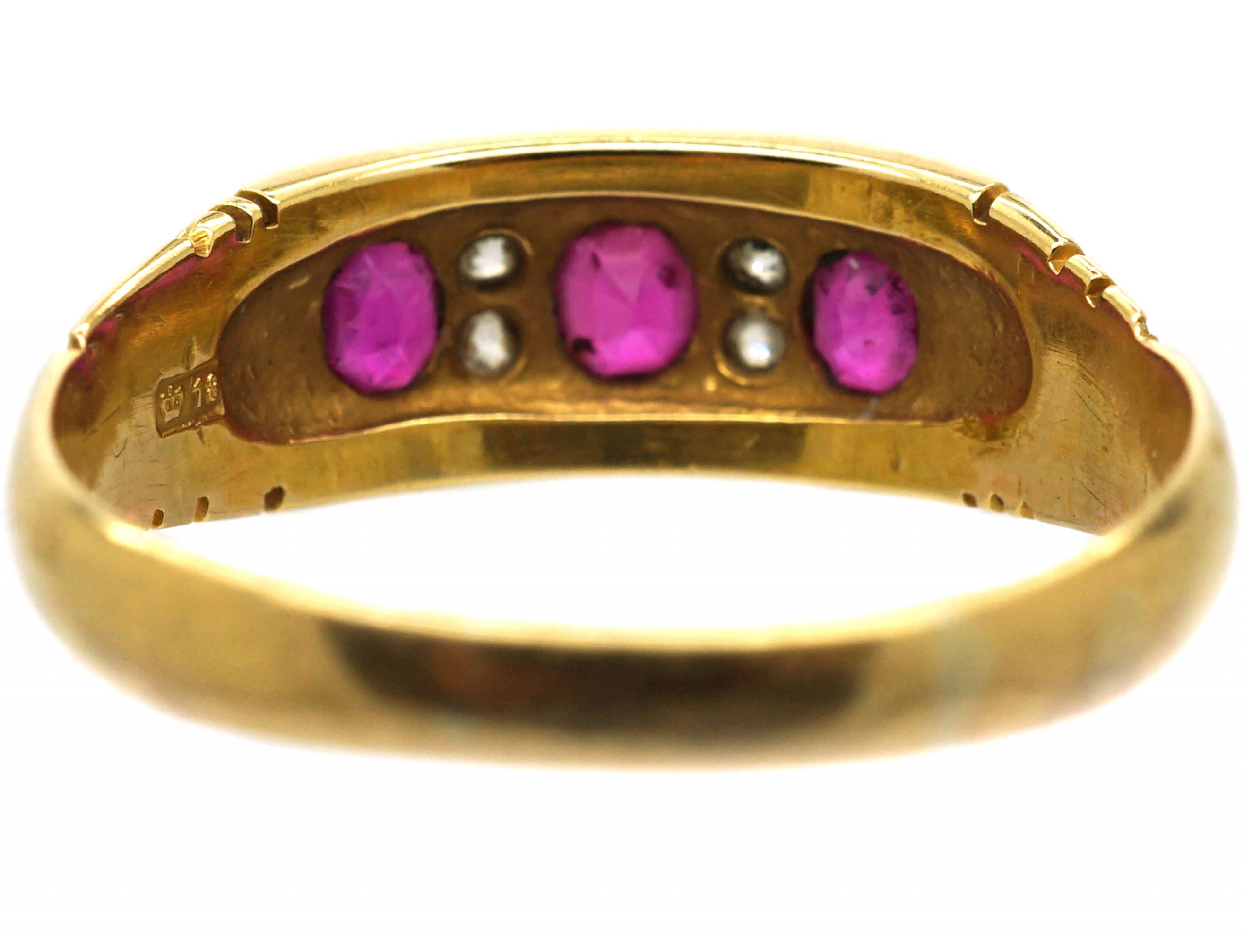 Victorian 18ct Gold, Three Stone Ruby & Diamond Ring (373W) | The ...