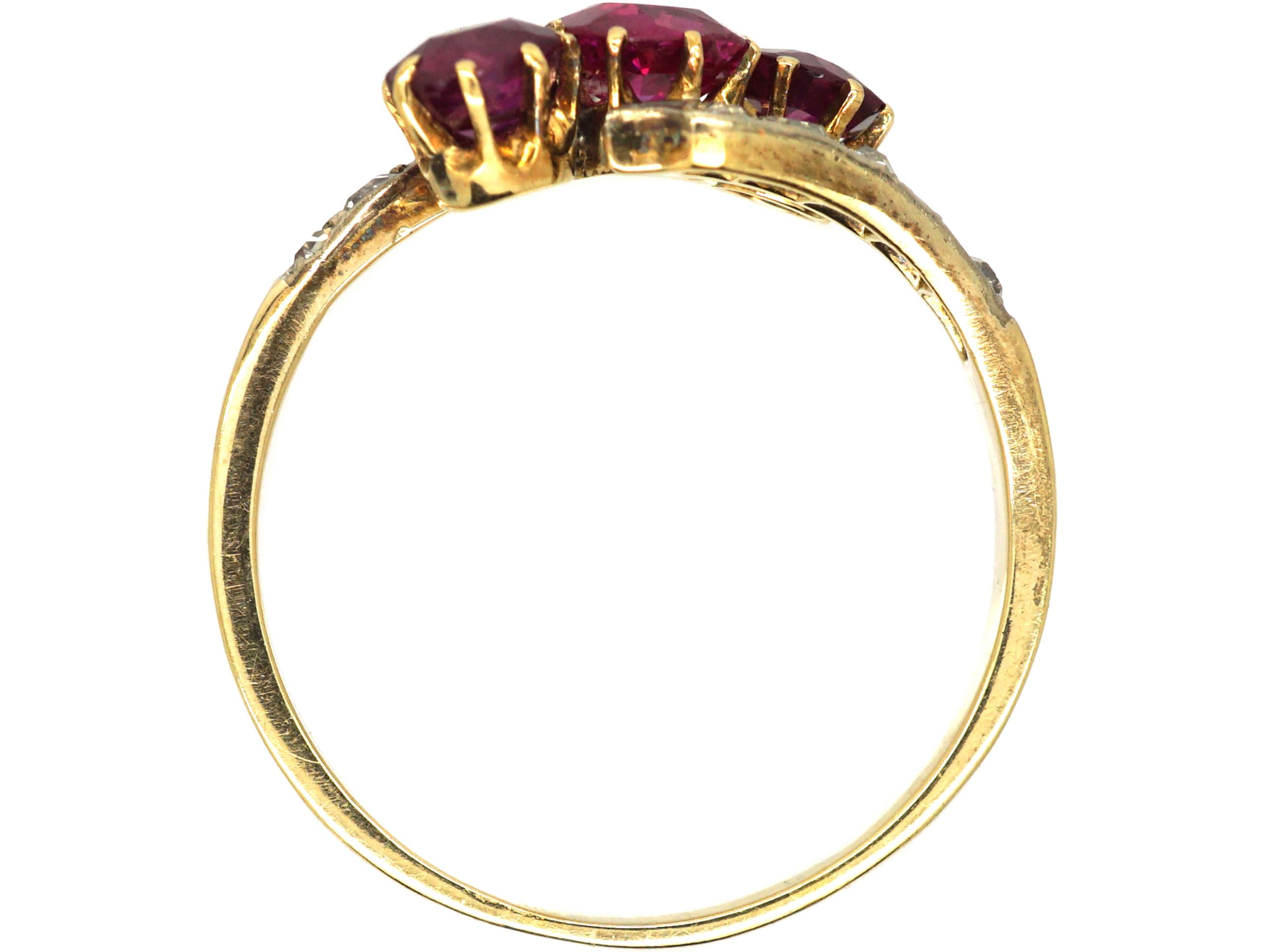 Edwardian 18ct Gold, Ruby & Diamond Crossover Ring (414W) | The Antique ...