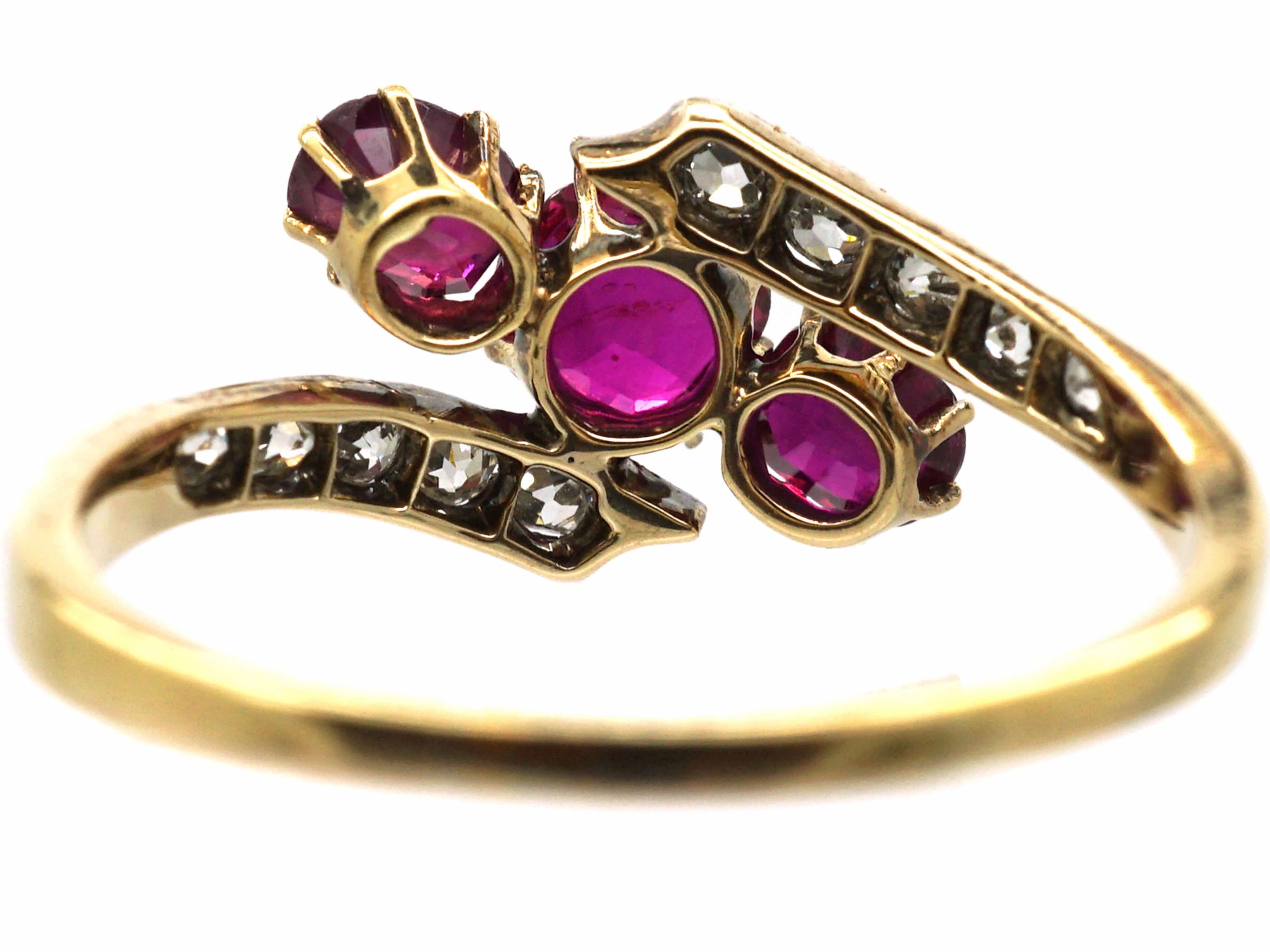 Edwardian 18ct Gold, Ruby & Diamond Crossover Ring (414W) | The Antique ...