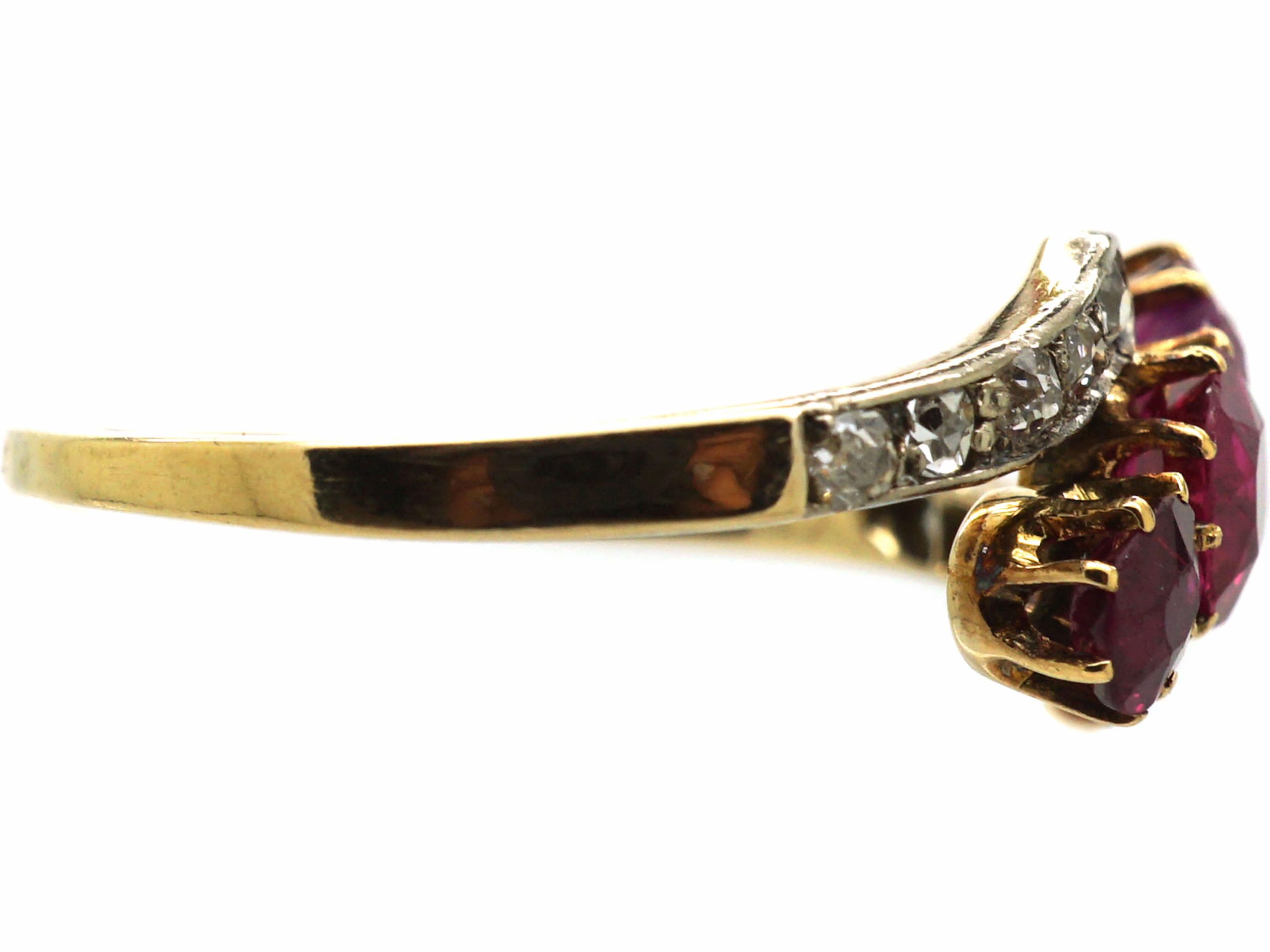 Edwardian 18ct Gold, Ruby & Diamond Crossover Ring (414W) | The Antique ...