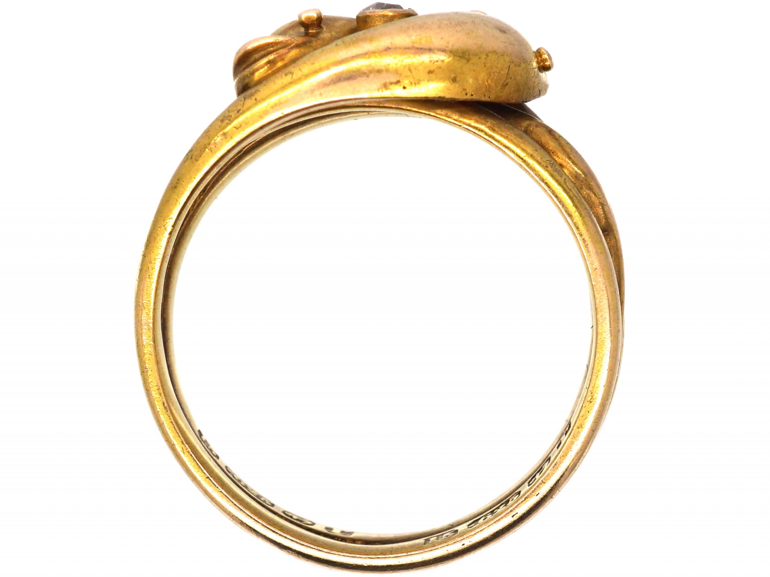 Victorian 15ct Gold Double Snake Ring set with a Diamond (401W) | The ...