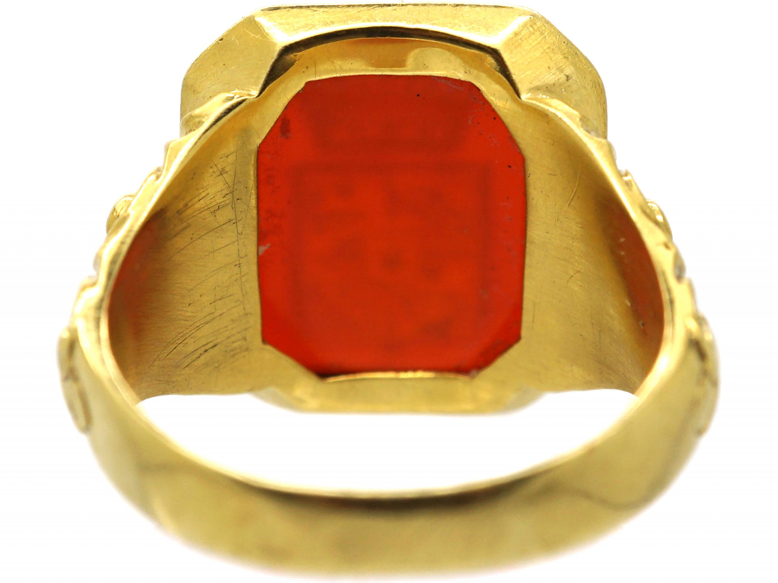 Spanish 19th Century 18ct Gold Signet Ring set with a Carnelian with ...