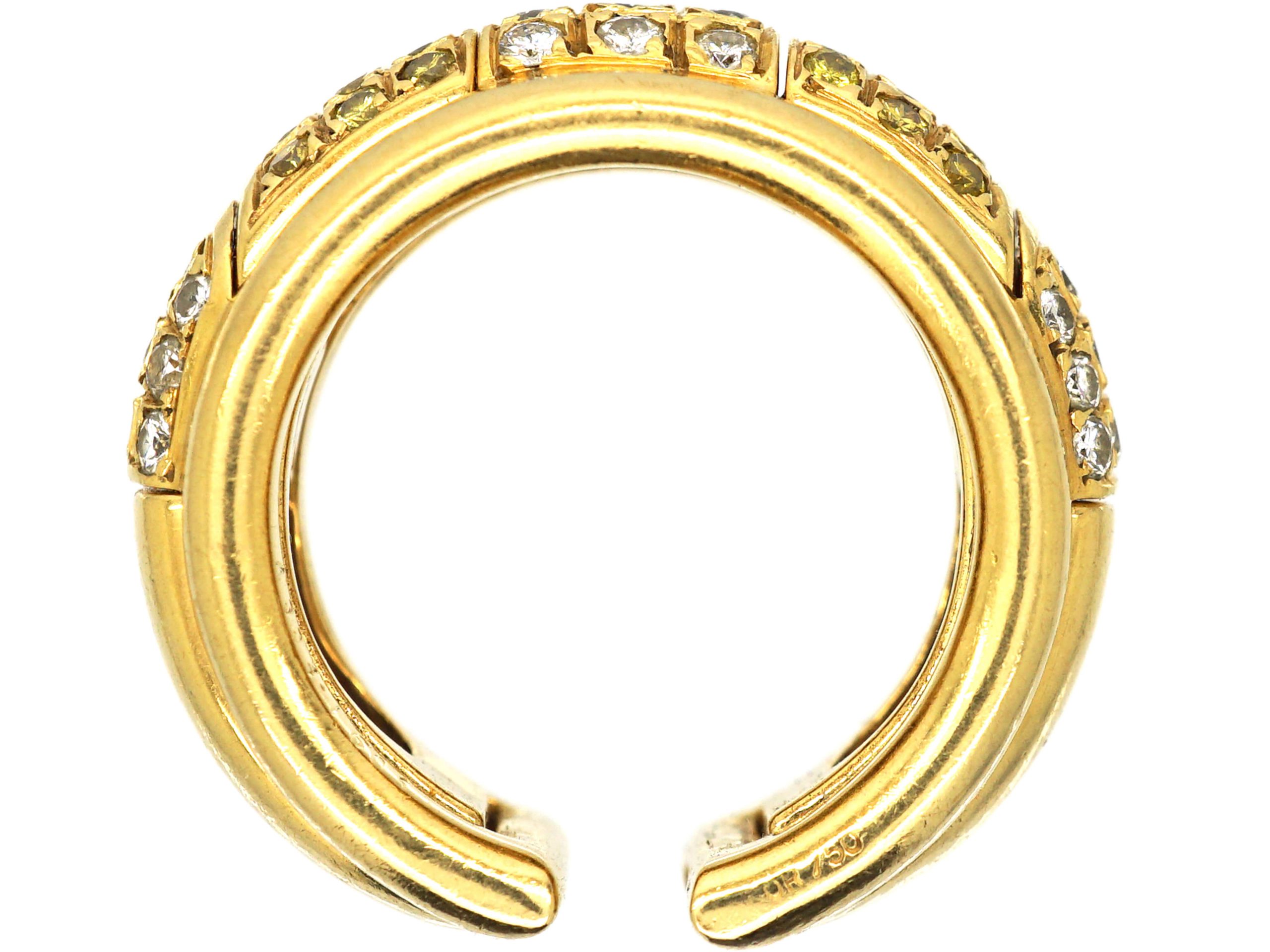 French 18ct Gold Two Part Ring by Boucheron set with White & Yellow ...