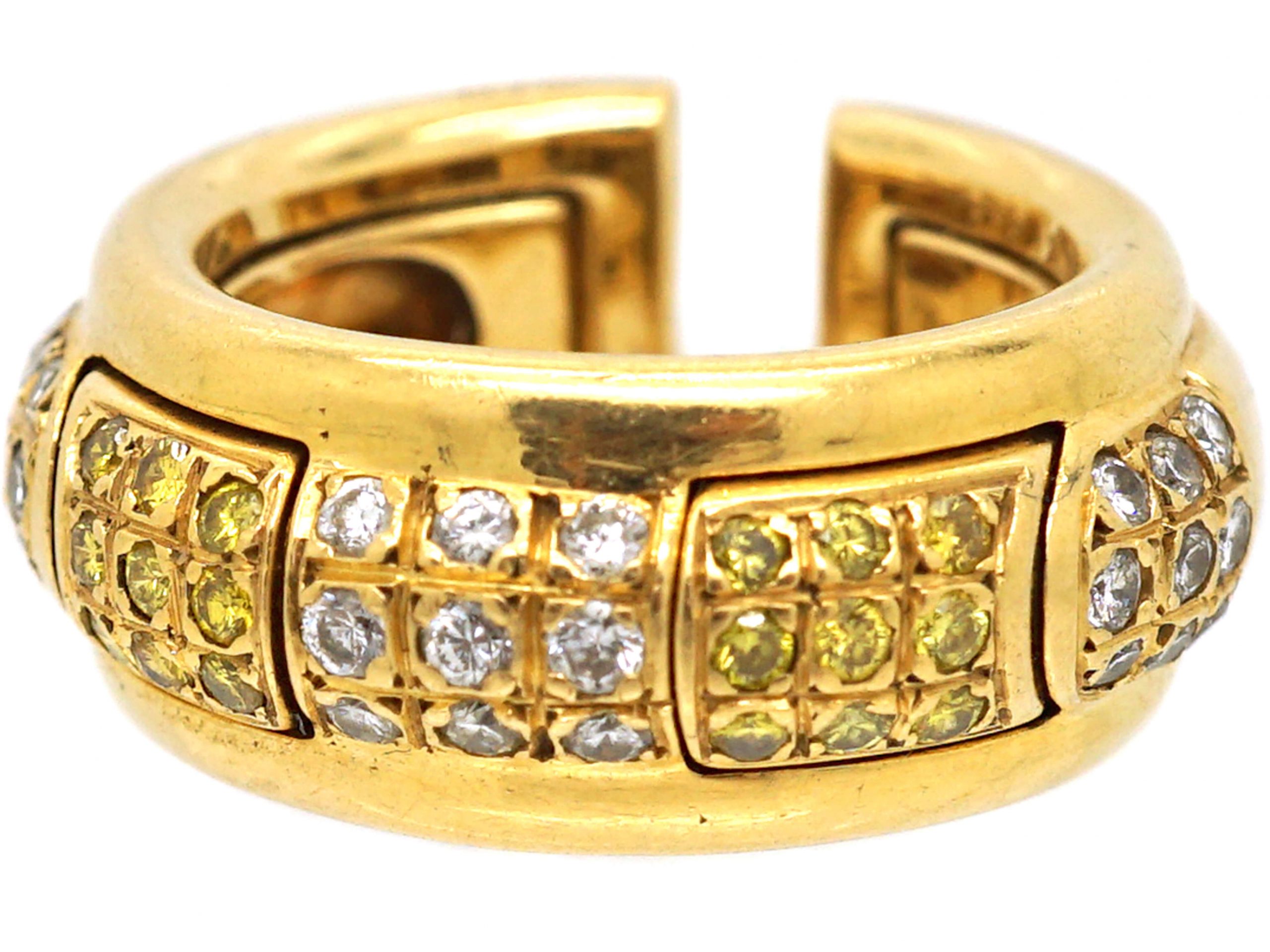 French 18ct Gold Two Part Ring by Boucheron set with White & Yellow ...